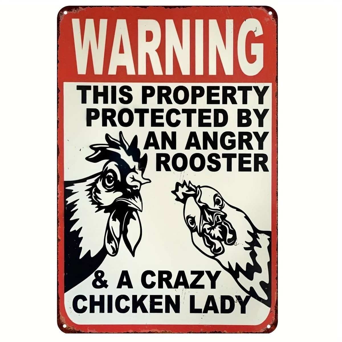 PURELY- Vintage Funny Rooster Chicken Lady Warning Sign Metal Tin ...