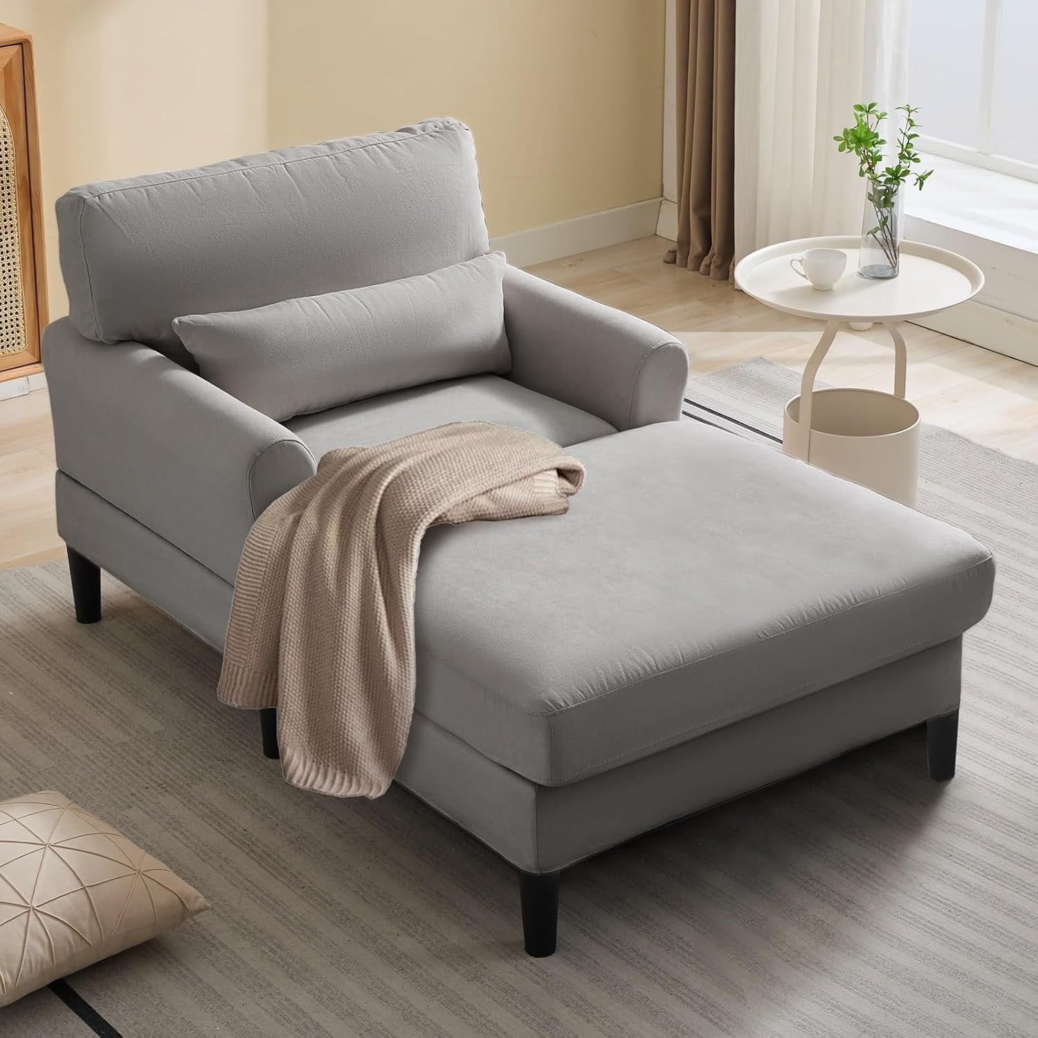 PUREMIND 61" Chaise Lounge Chair Indoor, Velvet Sleeper Chaise Sofa ...