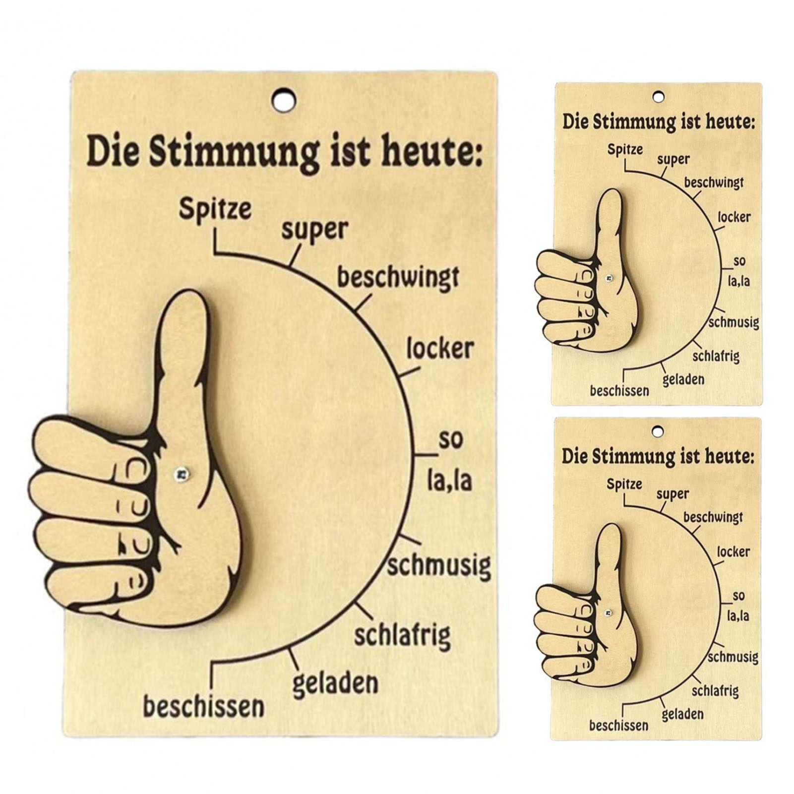 PUREOY 1 Pc/2 Pcs/3 Pcs Wooden Mood Barometers Wall Decor Mood ...