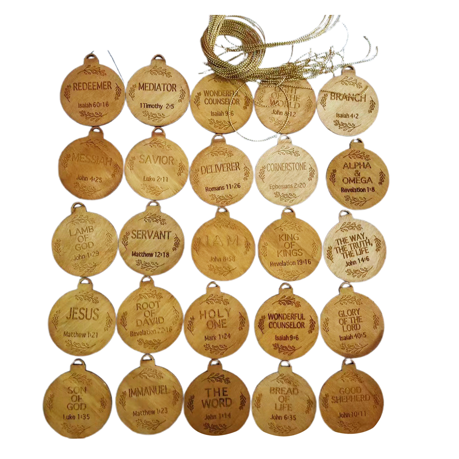 PUREOY 25Pcs Names of Jesus Hanging Sign Wooden Vintage Home Office ...