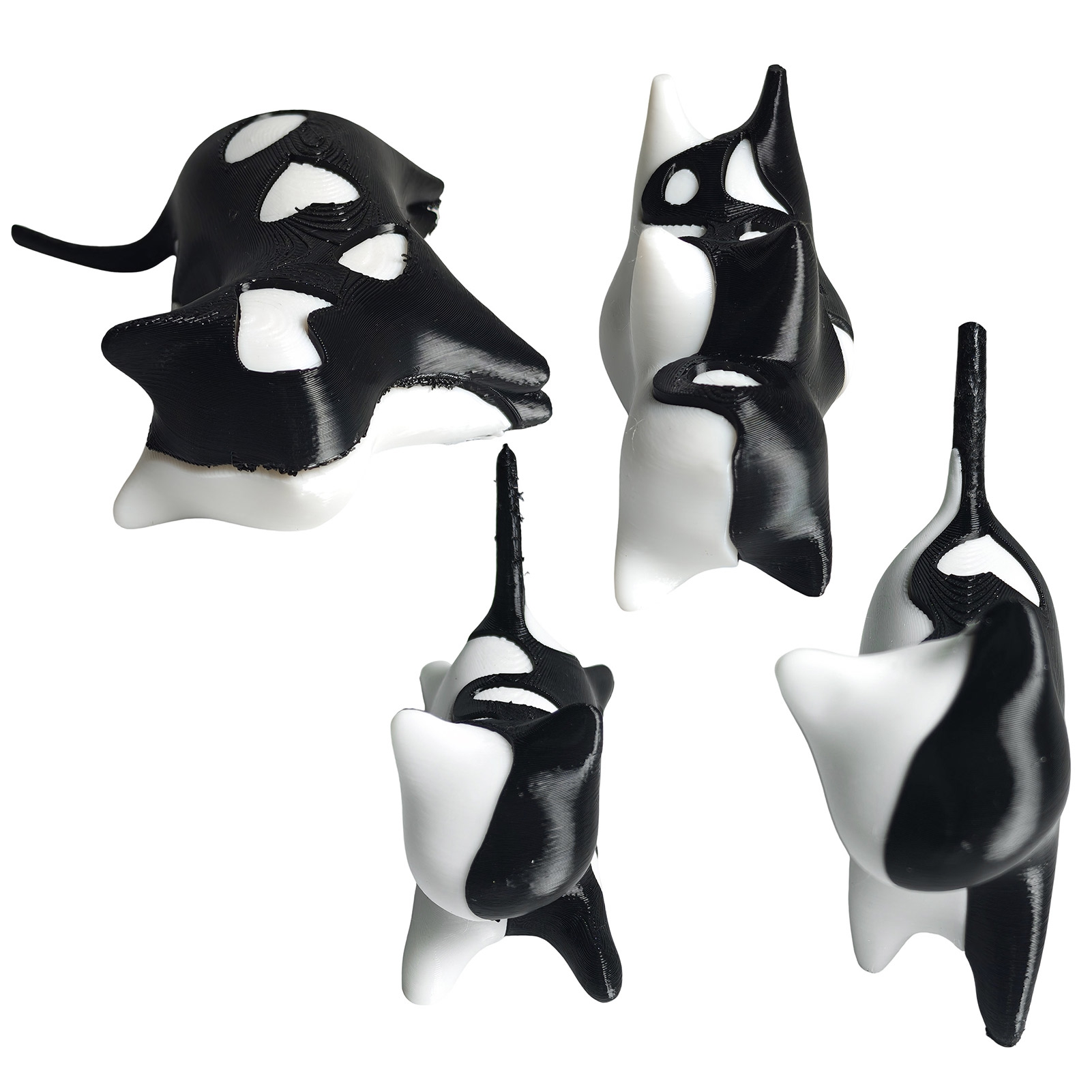 PUREOY 4Pcs 3D Printed Calico Cat Detachable Spliced Cat Puzzle Fidget ...