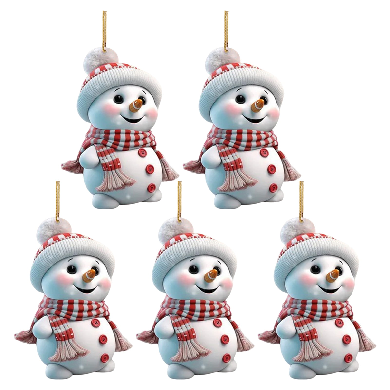PUREOY 5 Pcs Christmas Snowman Ornament 2D Flat Acrylic Snowman Hanging ...