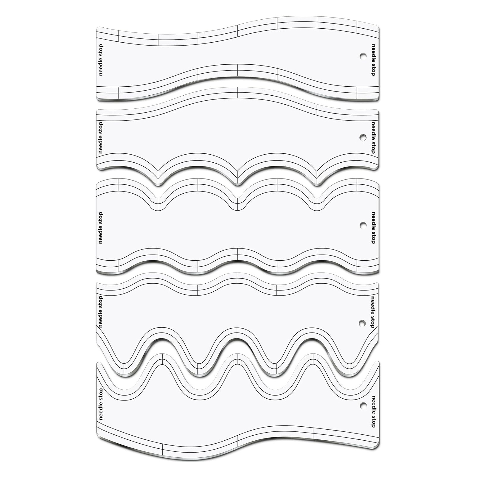 PUREOY 5 Pcs Quilting Templates Free Motion Stencils Wave Acrylic Ruler ...