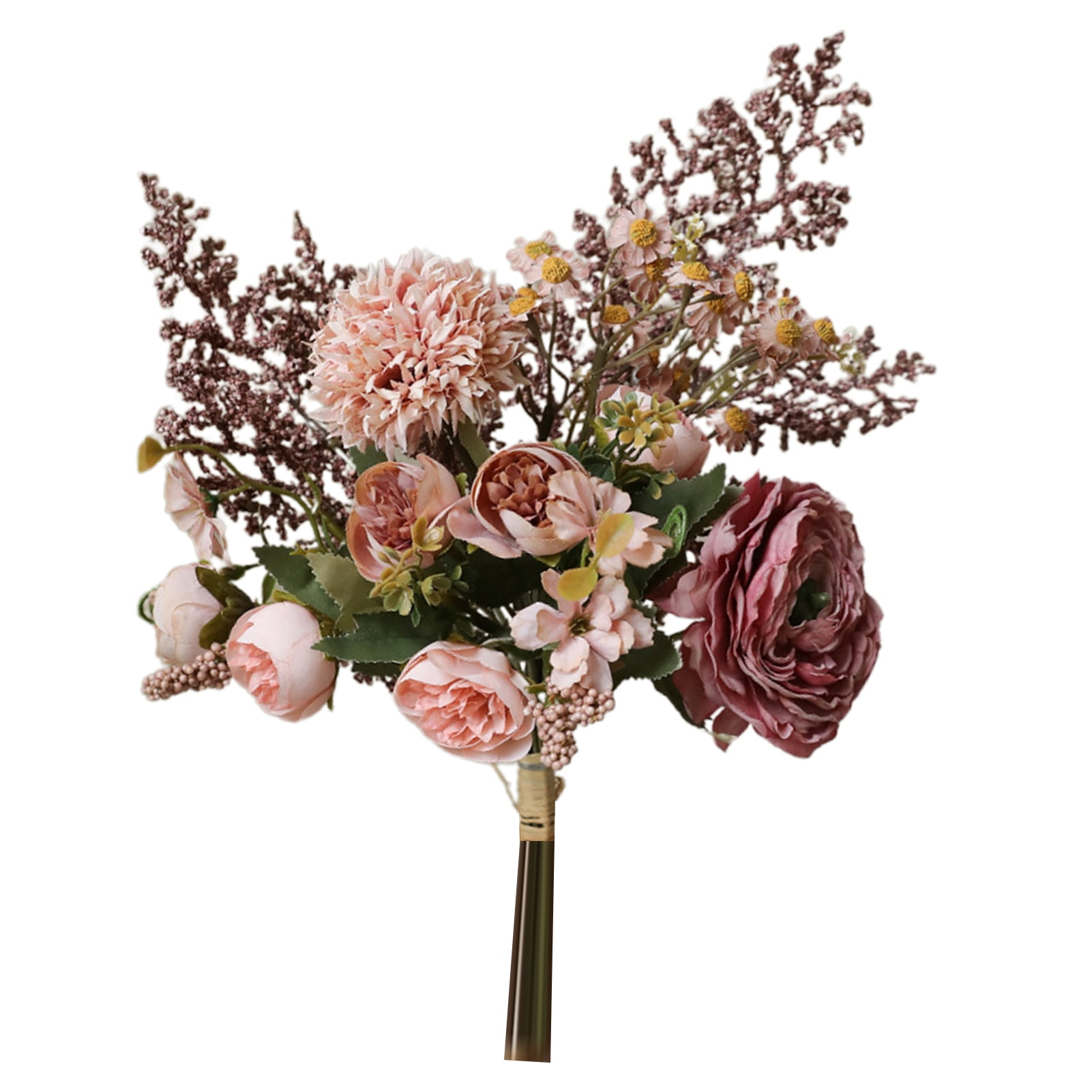PUREOY Artificial Flower Bouquet Realistic Fake Silk Flower Wedding ...