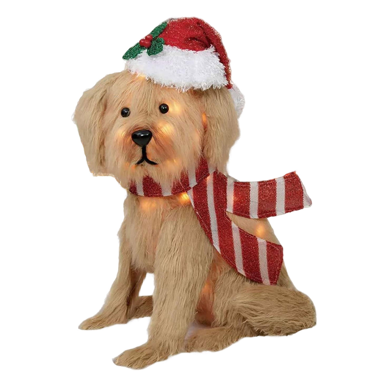 PUREOY Christmas Lighted Animal Statue Glowing Furry Animal with Warm ...