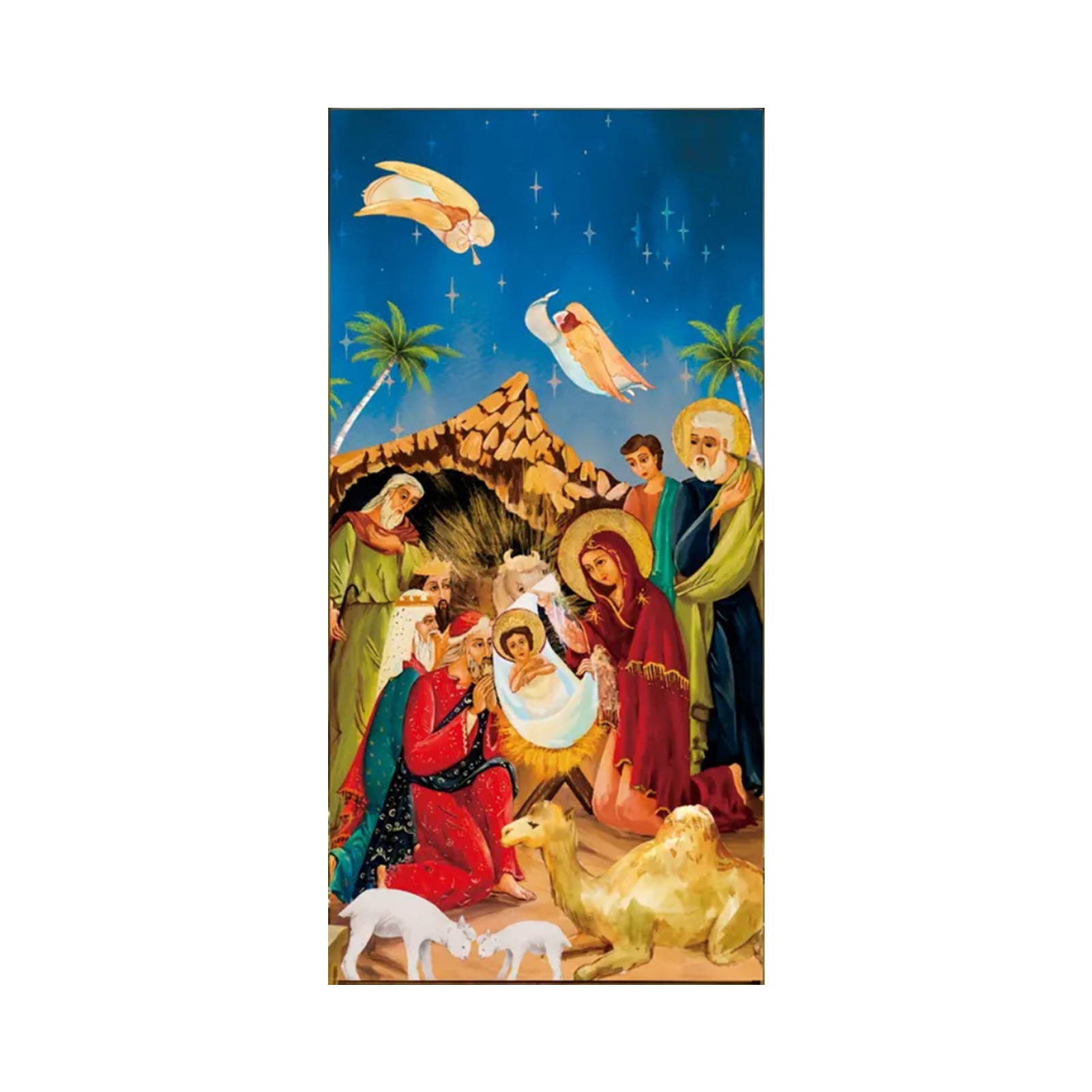 PUREOY Christmas Nativity Door Cover Jesus Holy Night Banner Xmas Door ...