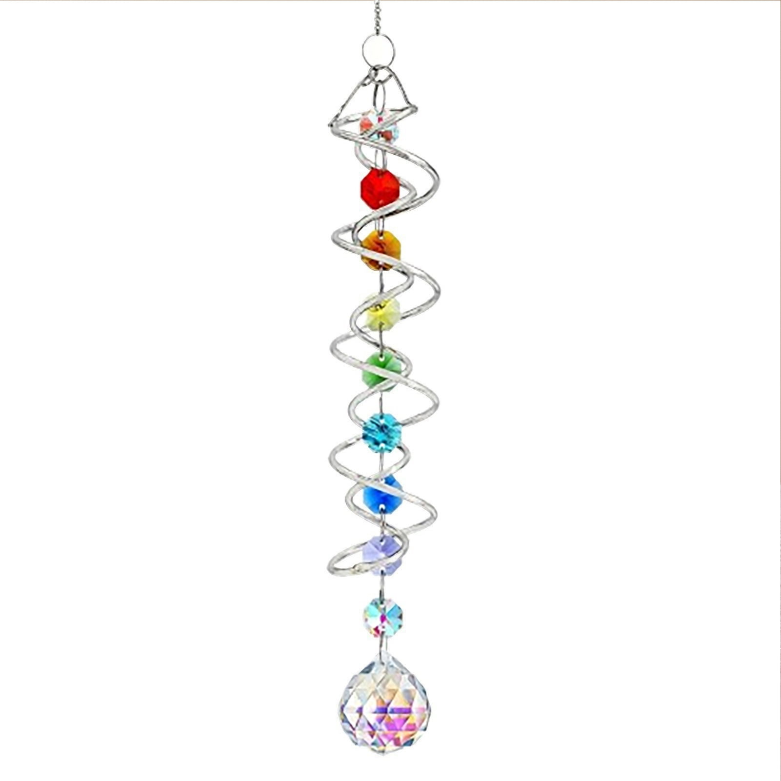 PUREOY Faux Crystal Ball Pendant Spiral Tail Decorative Hanging Wind ...