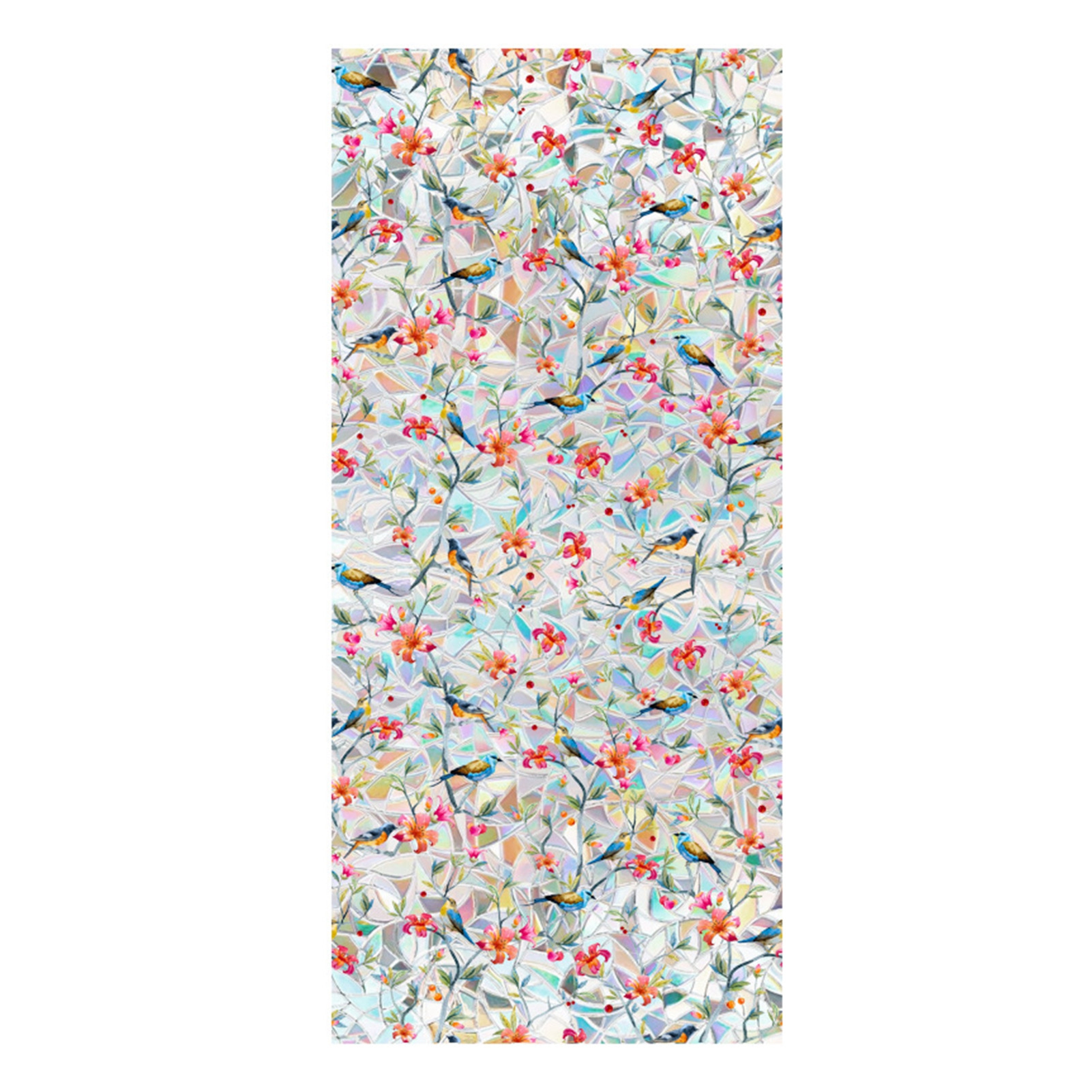 PUREOY Iridescent Window Film Green Leaf Flower Pattern Non-Adhesive ...