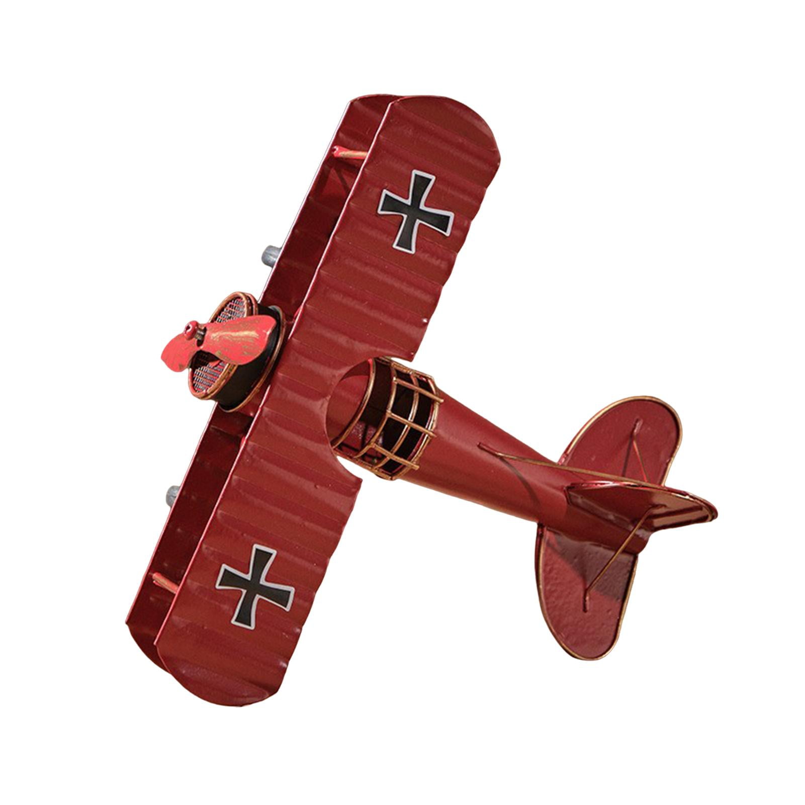 PUREOY Iron Airplane Model Vintage Biplane Tabletop Ornament ...