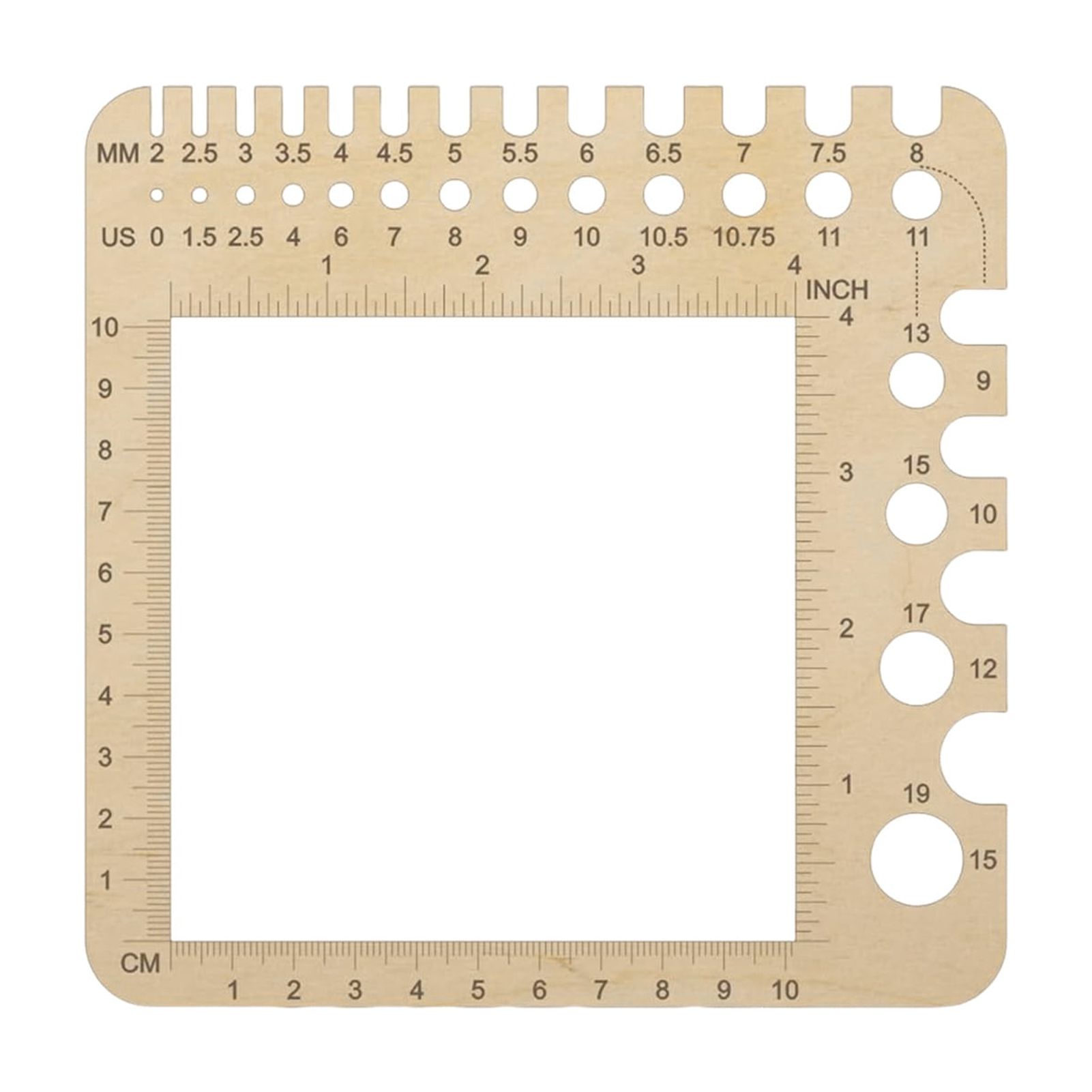 PUREOY Knitting Needle Gauge Ruler US Size Crochet Hooks Ruler Compact ...