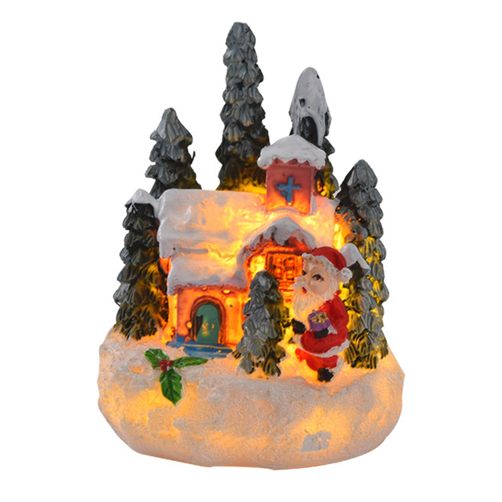 PUREOY LED Christmas Gingerbread House Ornament Resin Winter Village ...