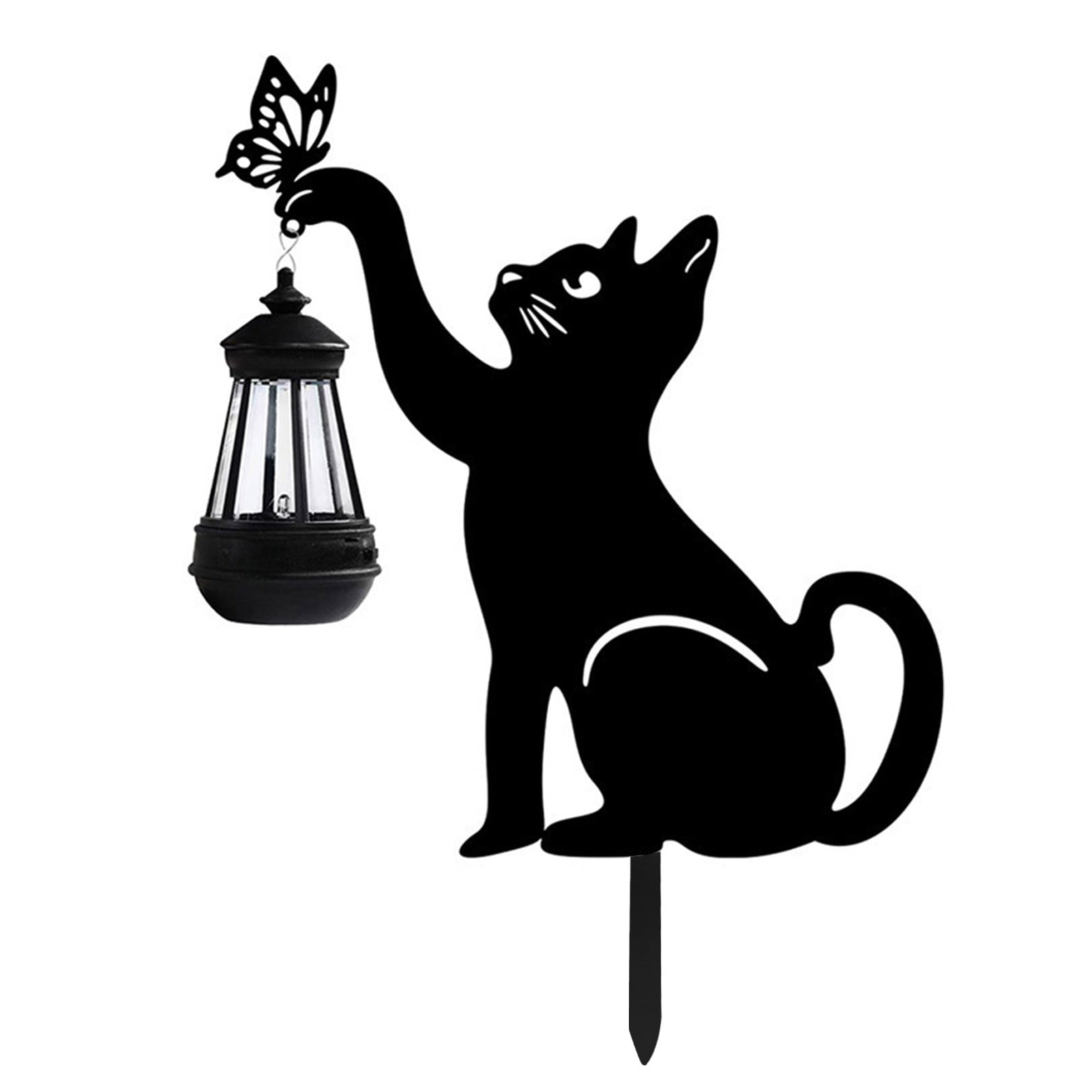 PUREOY Solar Cat Lantern Cute Cat Silhouette with LED Warm Light ...