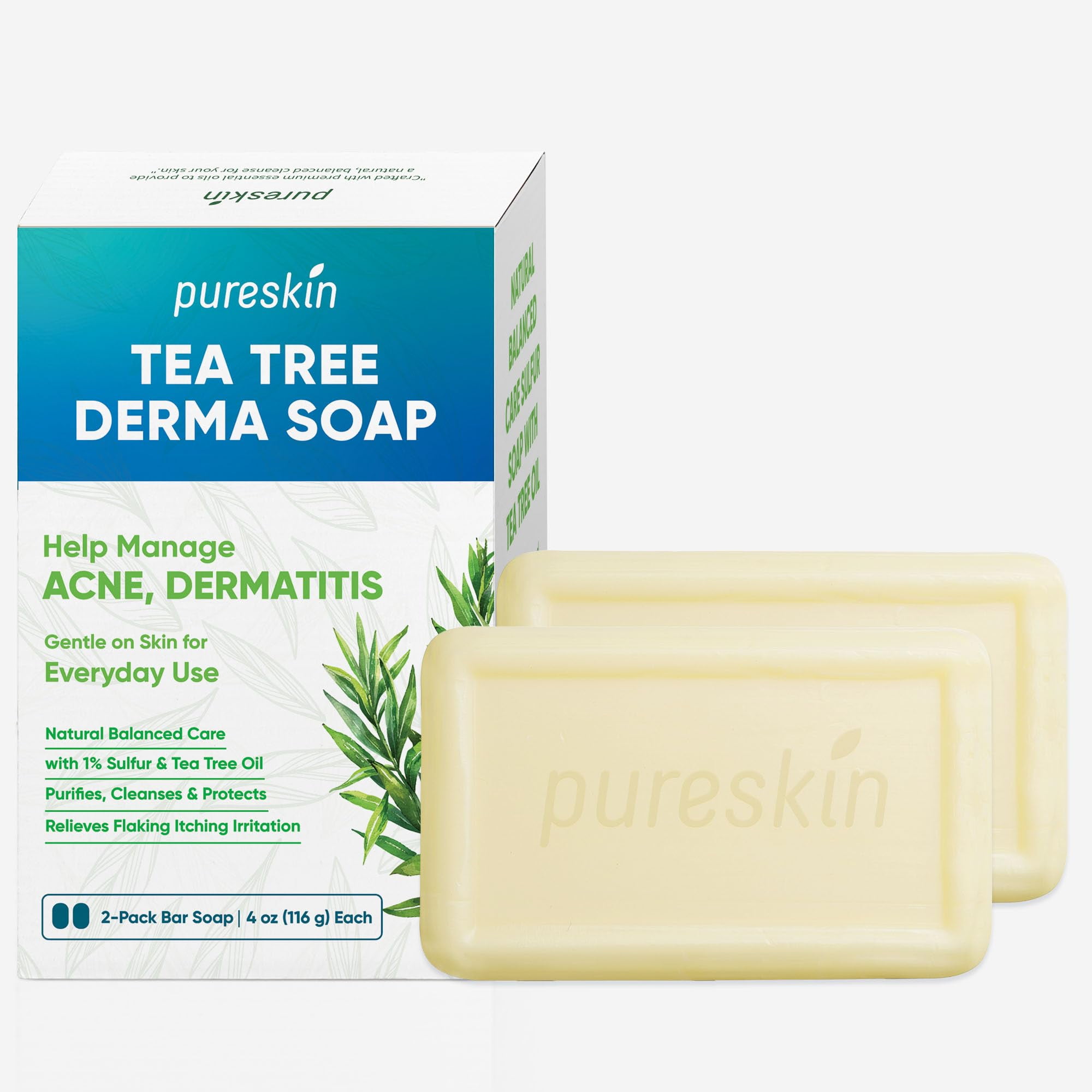 PURESKIN Tea Tree Soap IRF13 for Dermatitis & Acne: Natural Relief for ...