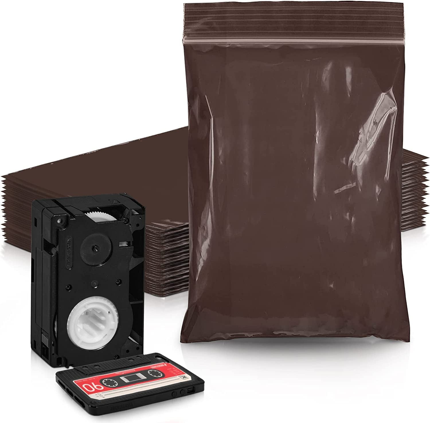 PUREVACY Amber Zip Bags 6 x 8, Brown Poly Zip Bags for Storage 100 Pack ...