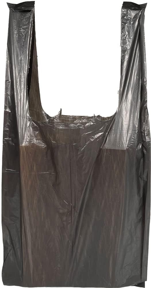 PUREVACY Black Plain Plastic Bags with Handles 6" x 4" x 15", Pack of ...