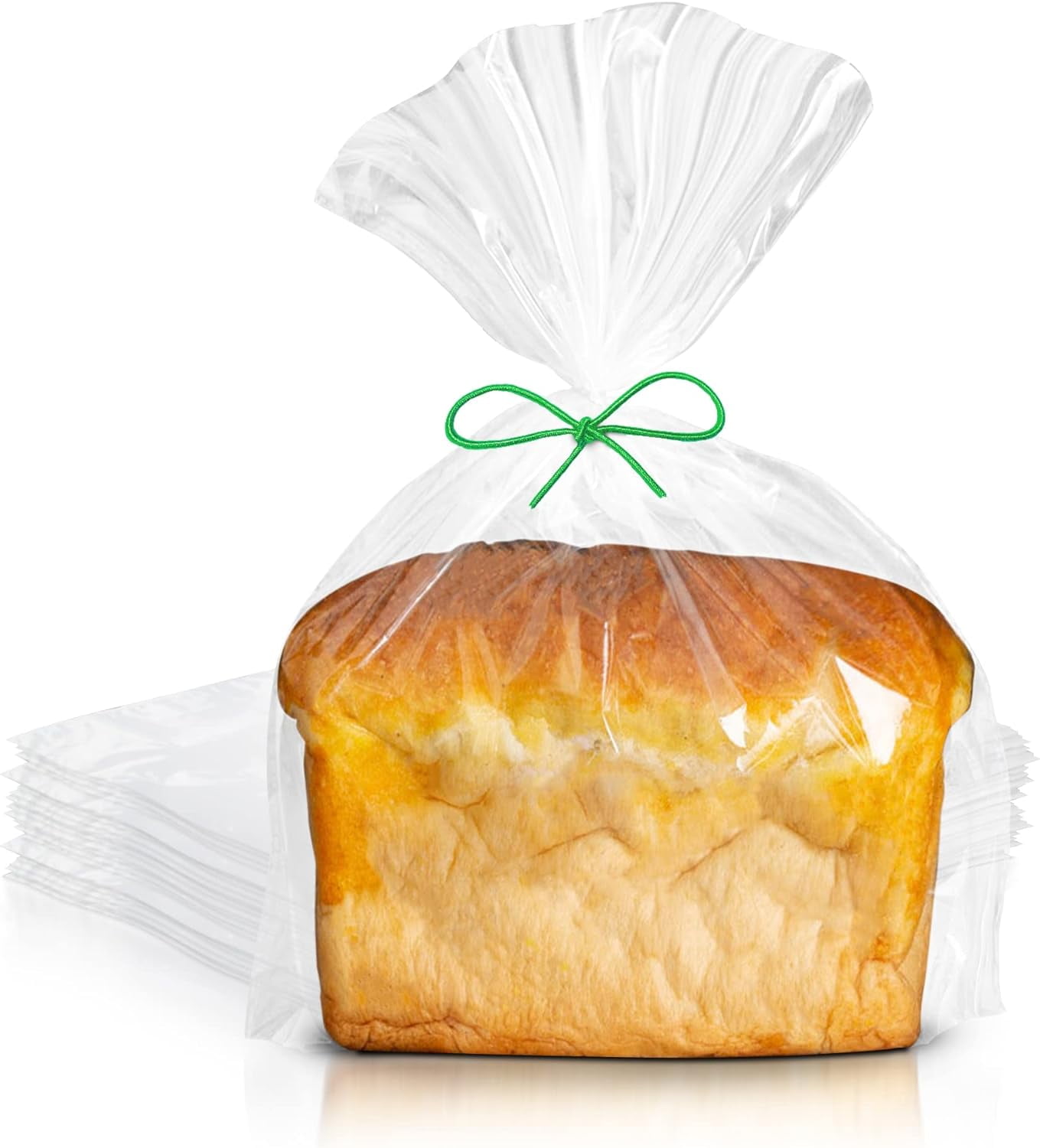 PUREVACY Gusseted Plastic Bread Bags 8 x 4 x 18 Inch, Plastic Bread Storage Bags 100 Pack, PE 1 ...