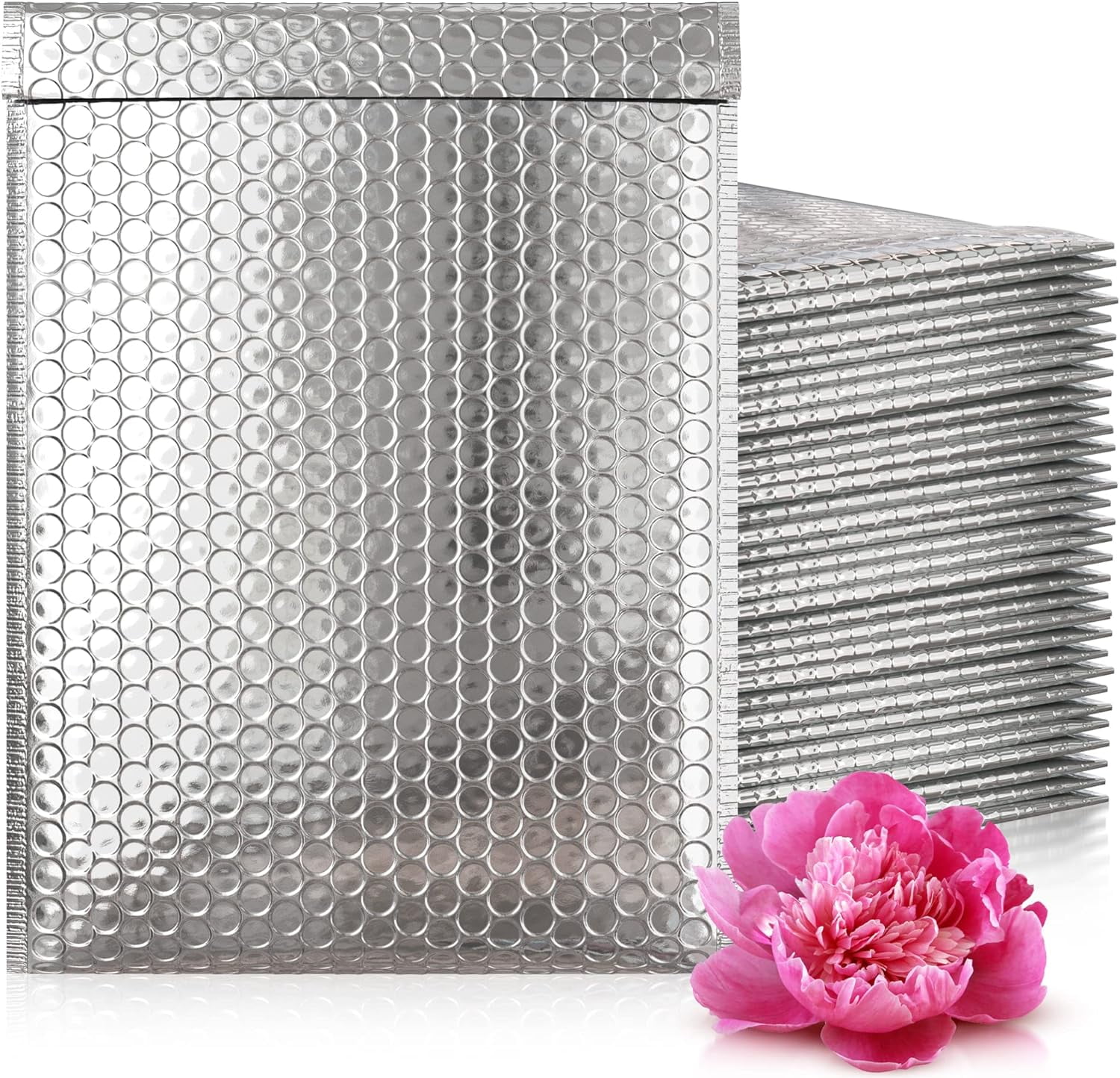 PUREVACY Silver Metallic Bubble Mailers 7.5 x 11. Pack of 250 Poly ...