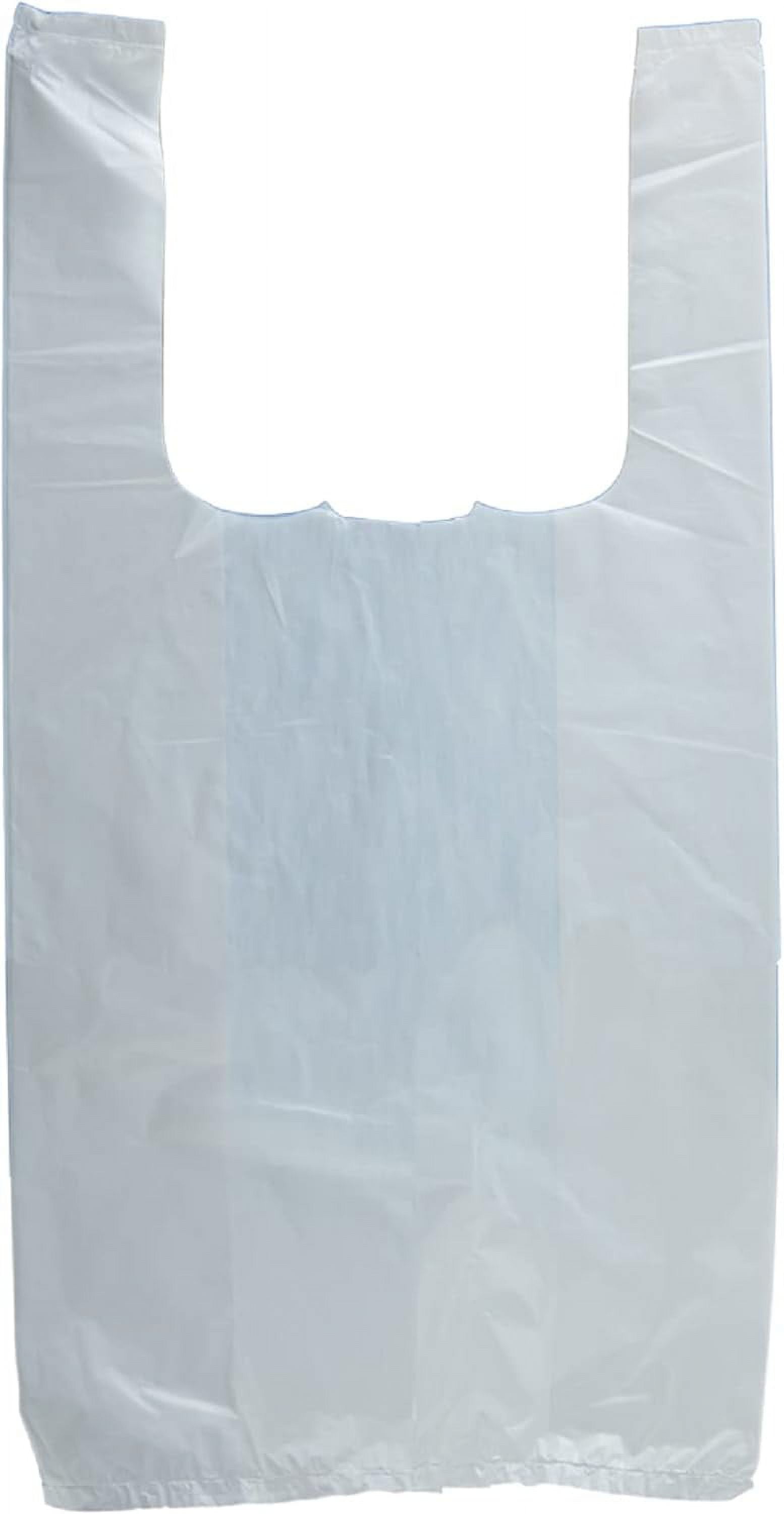 PUREVACY White Plain Plastic Bags with Handles 11.5" x 6.5" x 21", Pack ...