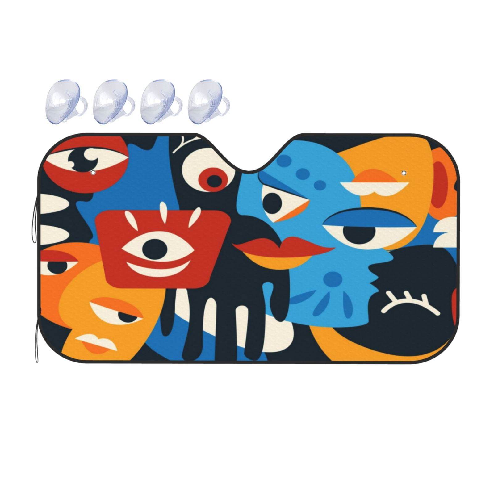 PUREYAH Foldable Front Windshield Sun Shade, Abstract Art Colored Eyes ...