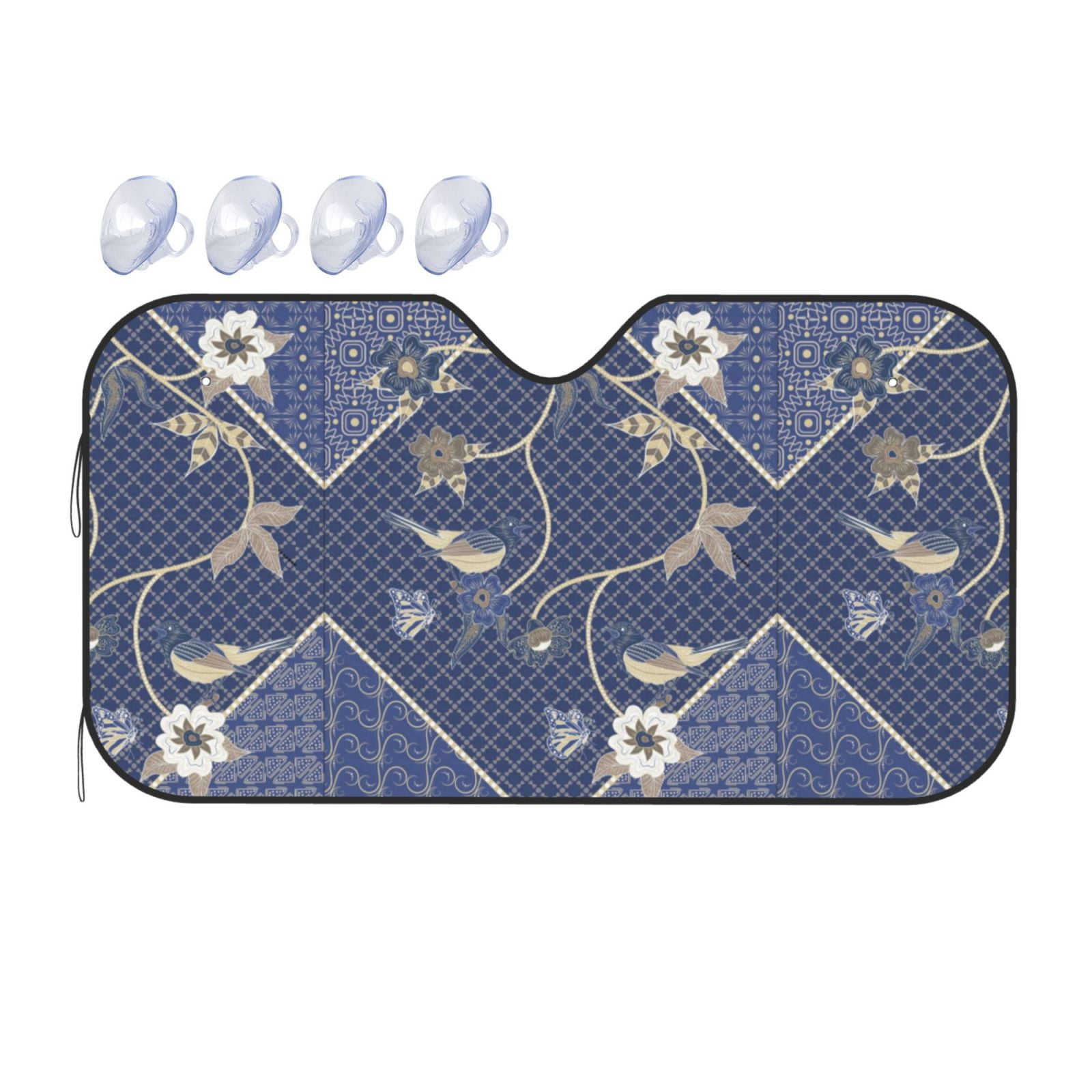 PUREYAH Foldable Front Windshield Sun Shade, Abstract Traditional Batik ...