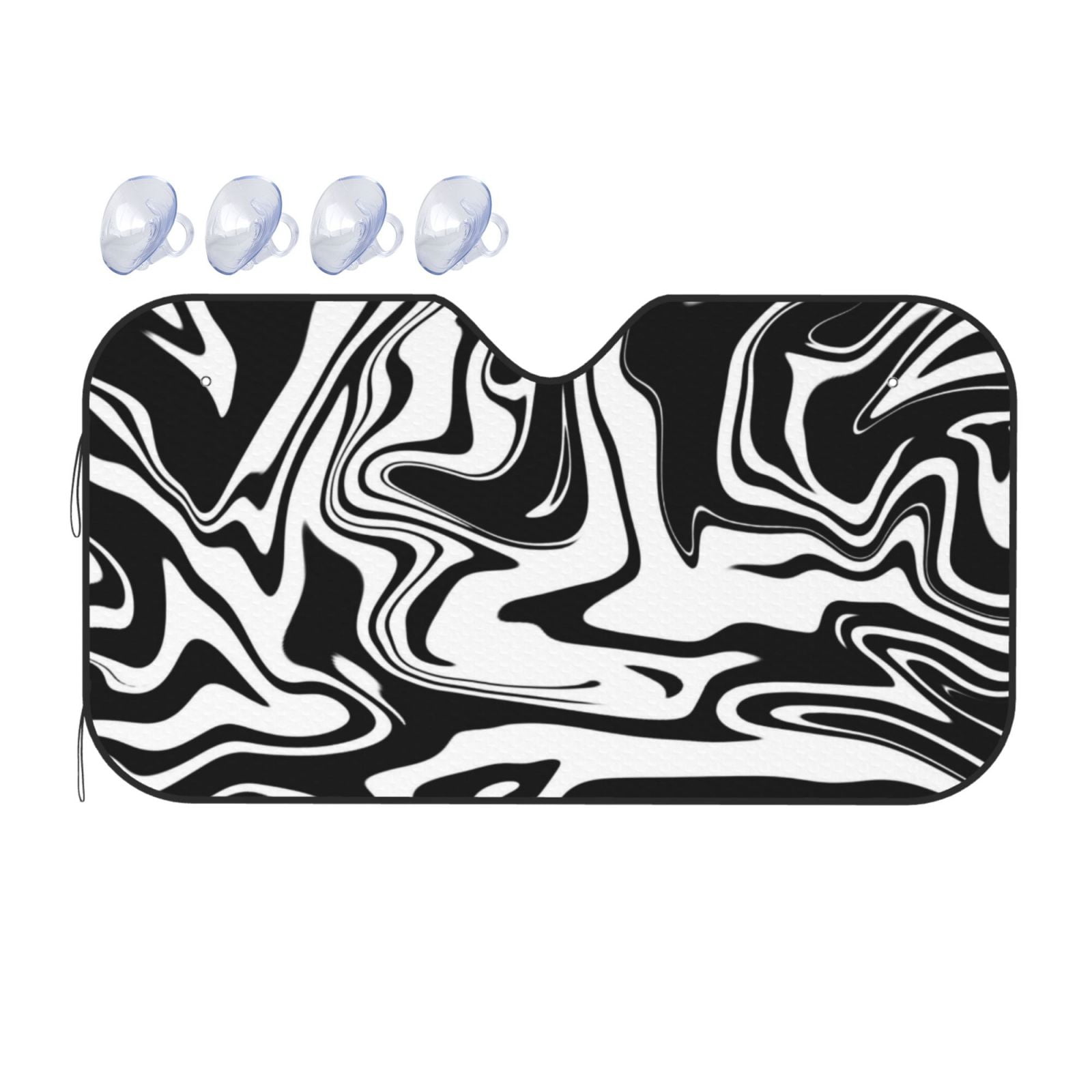 PUREYAH Foldable Front Windshield Sun Shade, Black Line Art Geometric ...