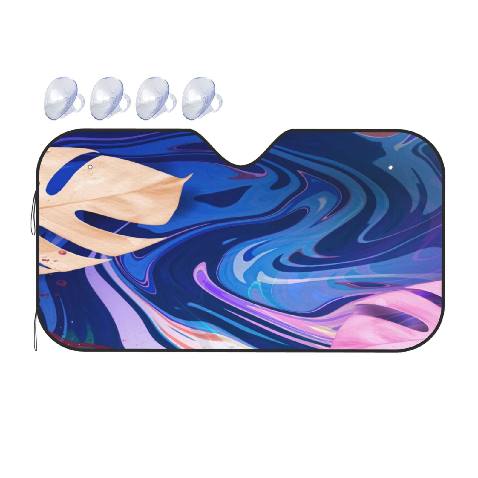PUREYAH Foldable Front Windshield Sun Shade, Blue Fluid Art Psychedelic ...