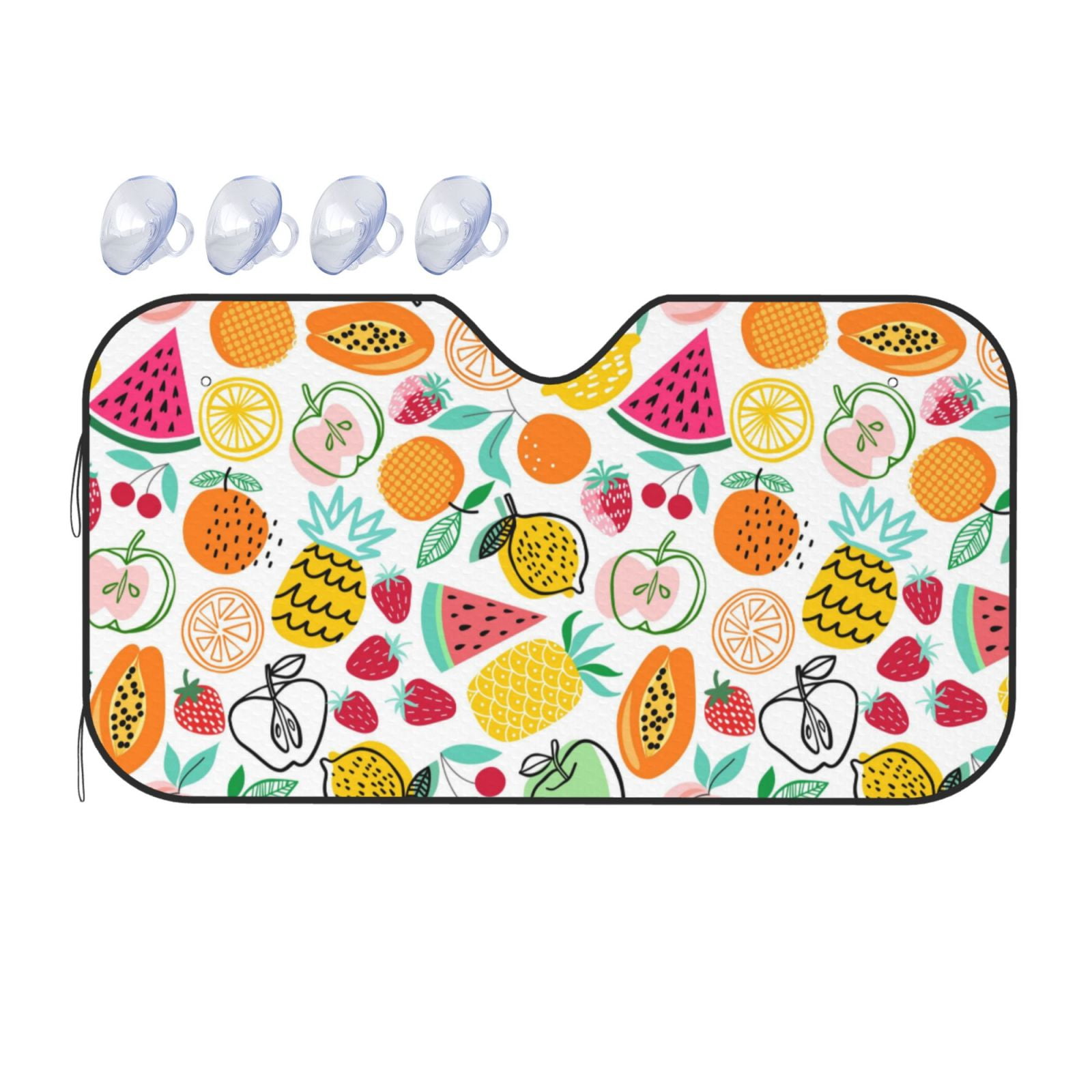 PUREYAH Foldable Front Windshield Sun Shade, Cartoon Lemon Slice Fruit ...