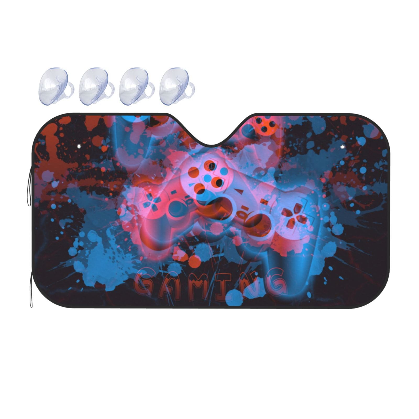 PUREYAH Foldable Front Windshield Sun Shade, Colorful Mirage Gamepad ...