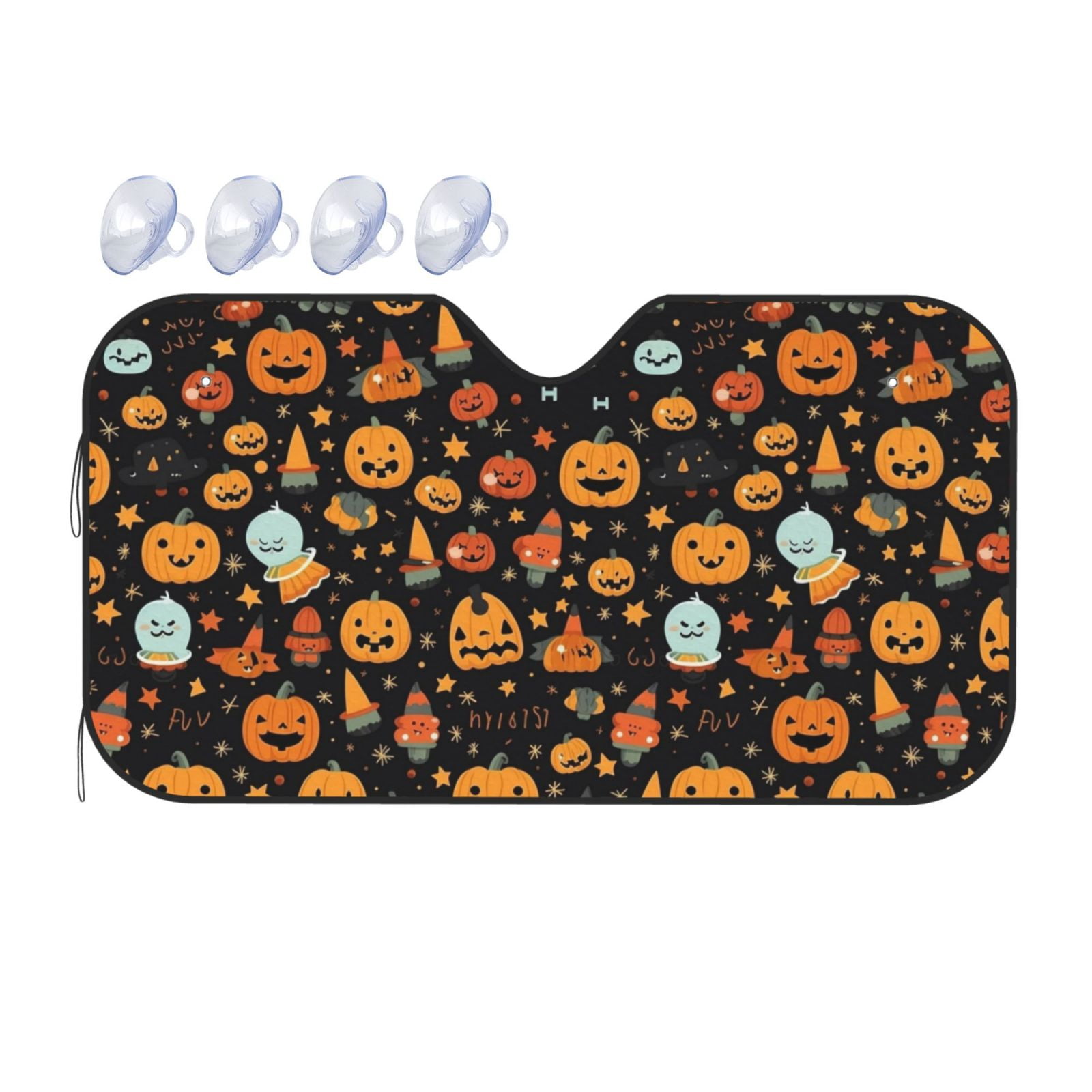PUREYAH Foldable Front Windshield Sun Shade, Evil Horror Spooky Pumpkin ...