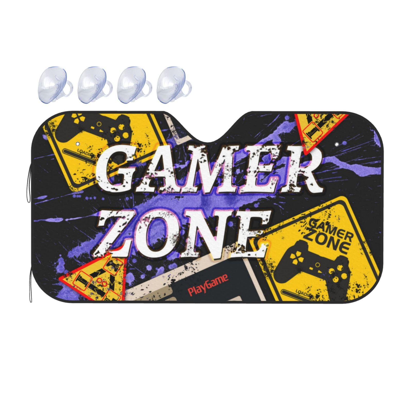PUREYAH Foldable Front Windshield Sun Shade, Game Time Gamer Zone ...