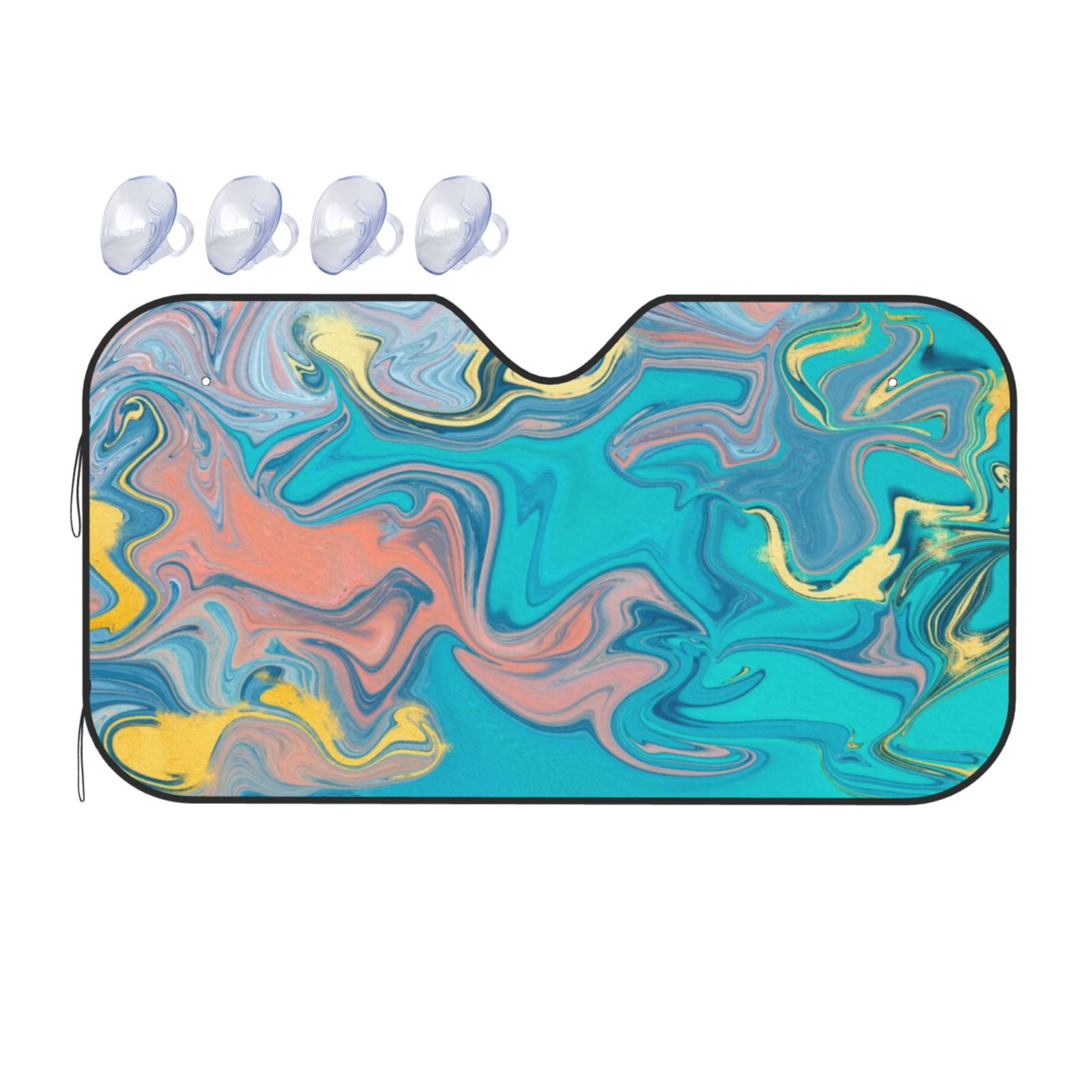 PUREYAH Foldable Front Windshield Sun Shade, Gold Color Powdered Marble ...