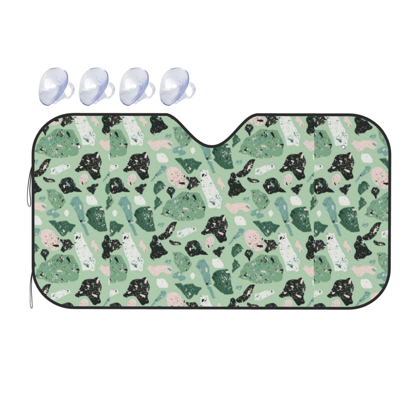 PUREYAH Foldable Front Windshield Sun Shade, Green Granite Terrazzo ...