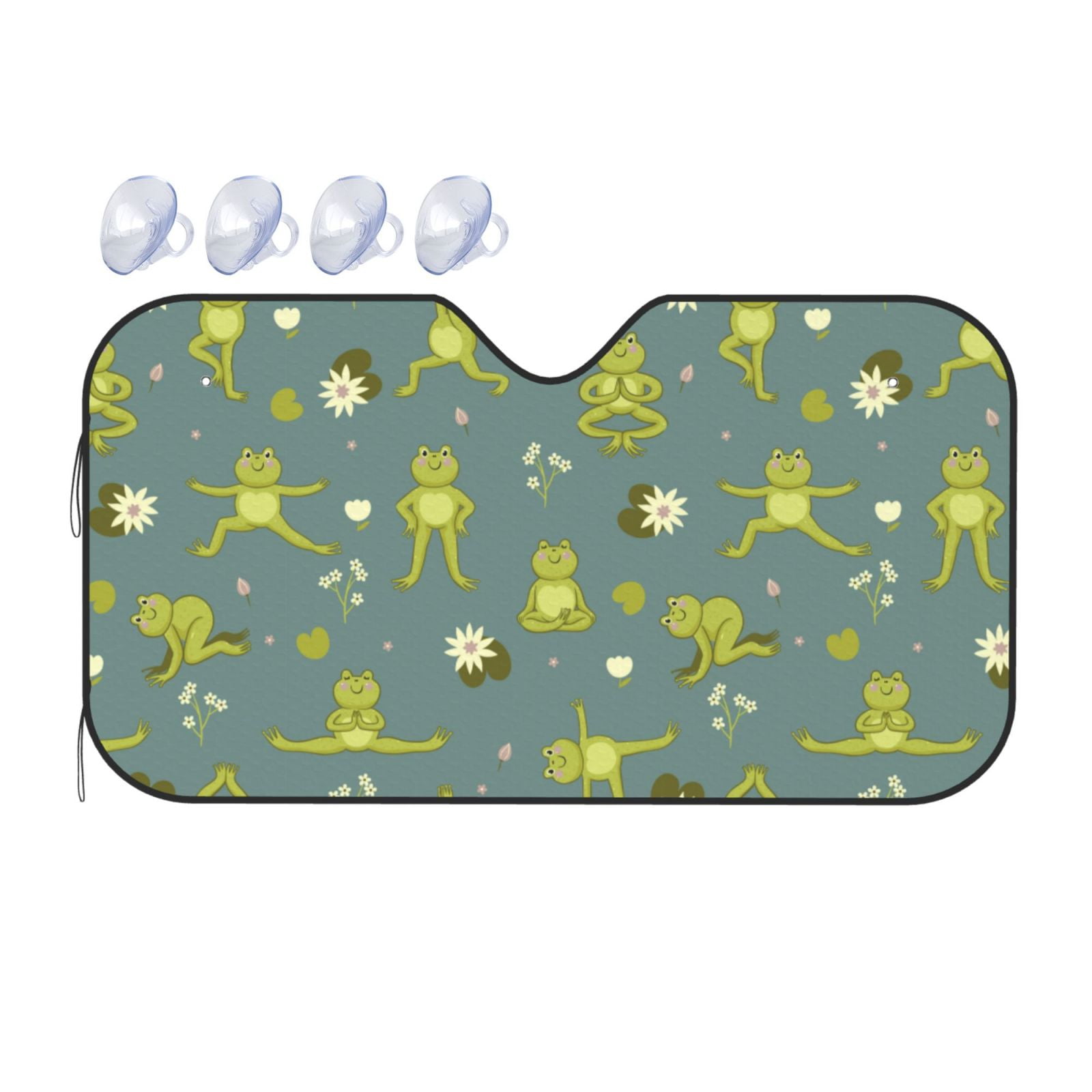 PUREYAH Foldable Front Windshield Sun Shade, Interesting Yoga Frogs ...
