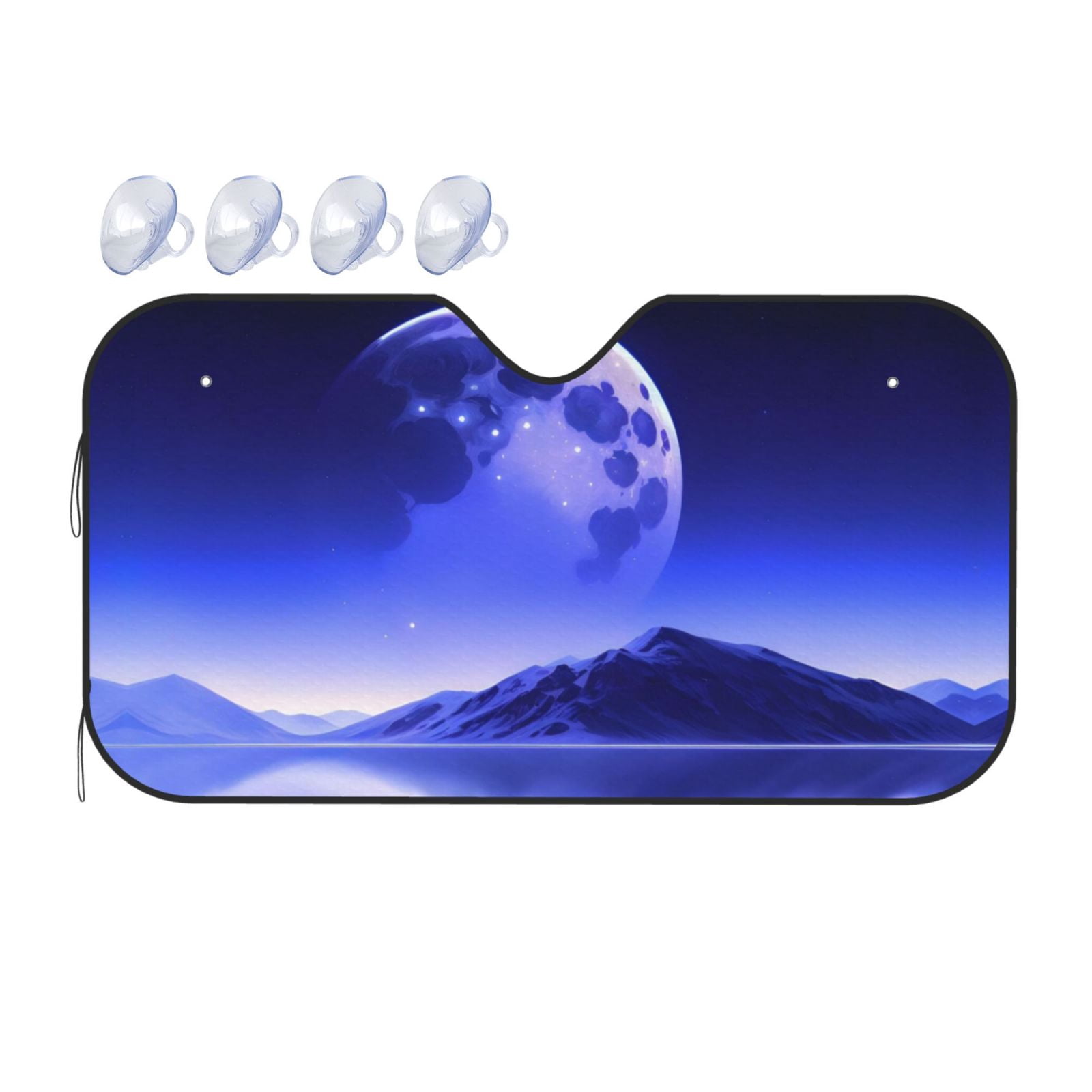 PUREYAH Foldable Front Windshield Sun Shade, Moon Mountain Sea ...