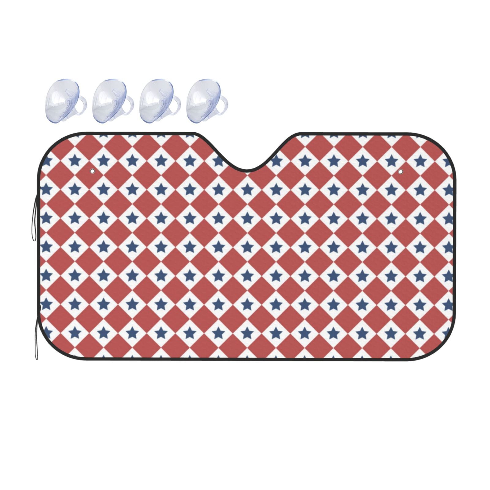 PUREYAH Foldable Front Windshield Sun Shade, Patriotic Red Blue Stars ...