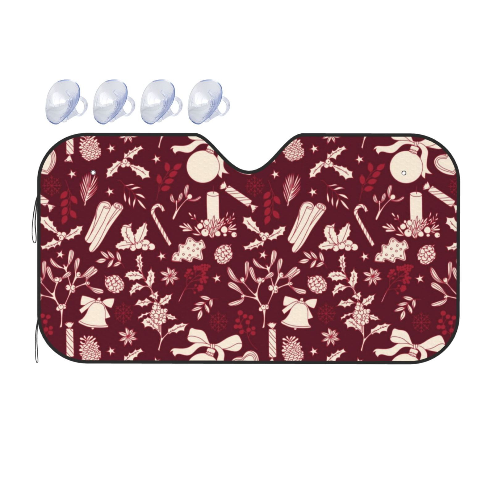 PUREYAH Foldable Front Windshield Sun Shade, Red Holiday Decorations ...