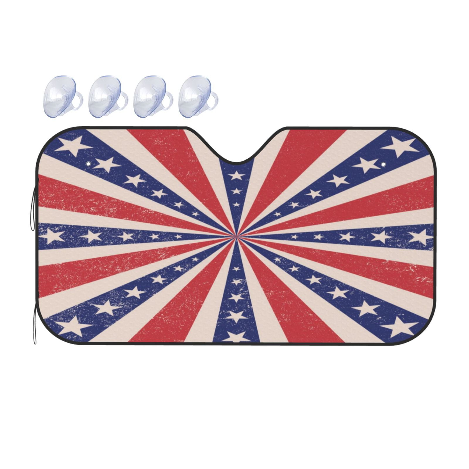 PUREYAH Foldable Front Windshield Sun Shade, Retro Burst Stars ...