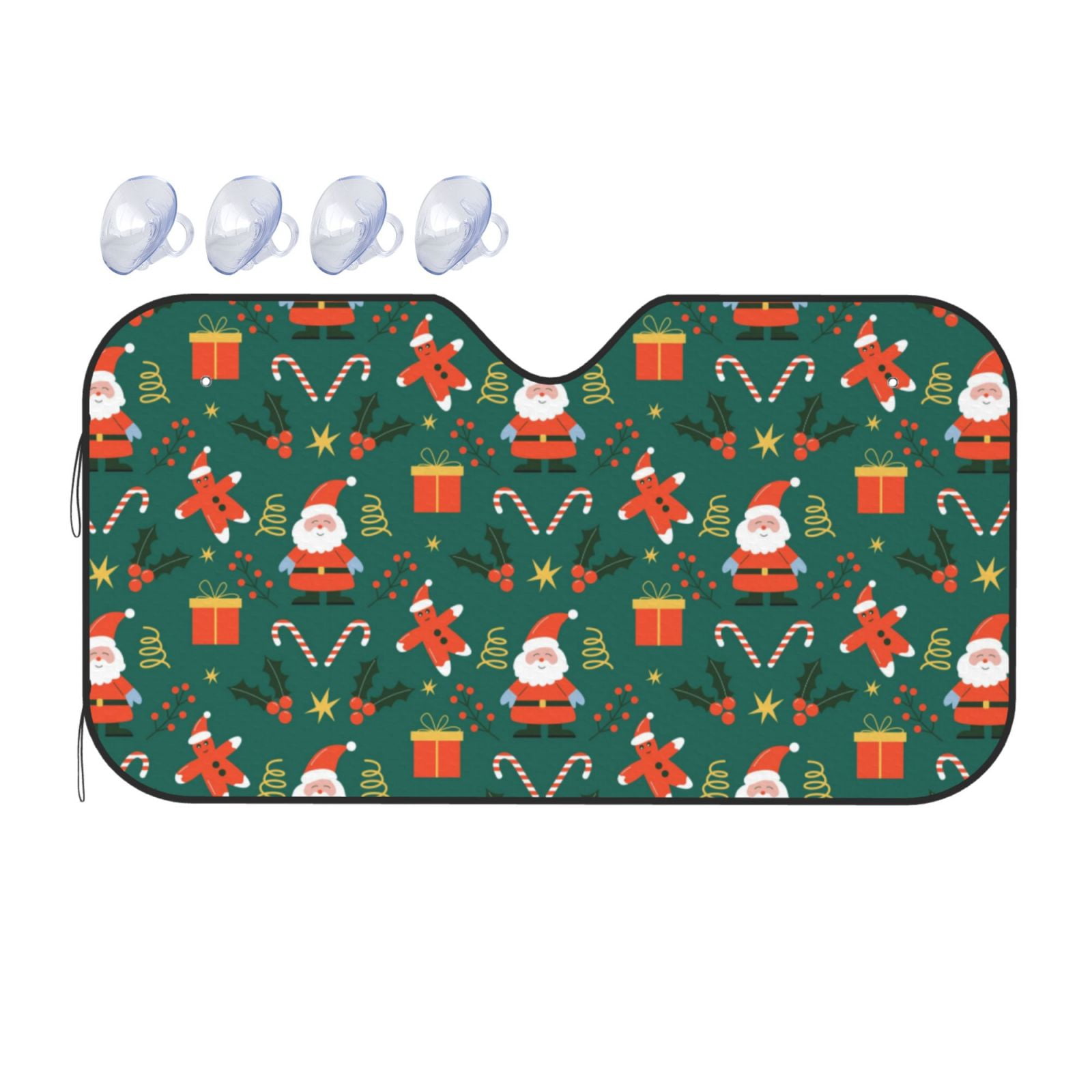 PUREYAH Foldable Front Windshield Sun Shade, Santa Claus Candy Holiday ...