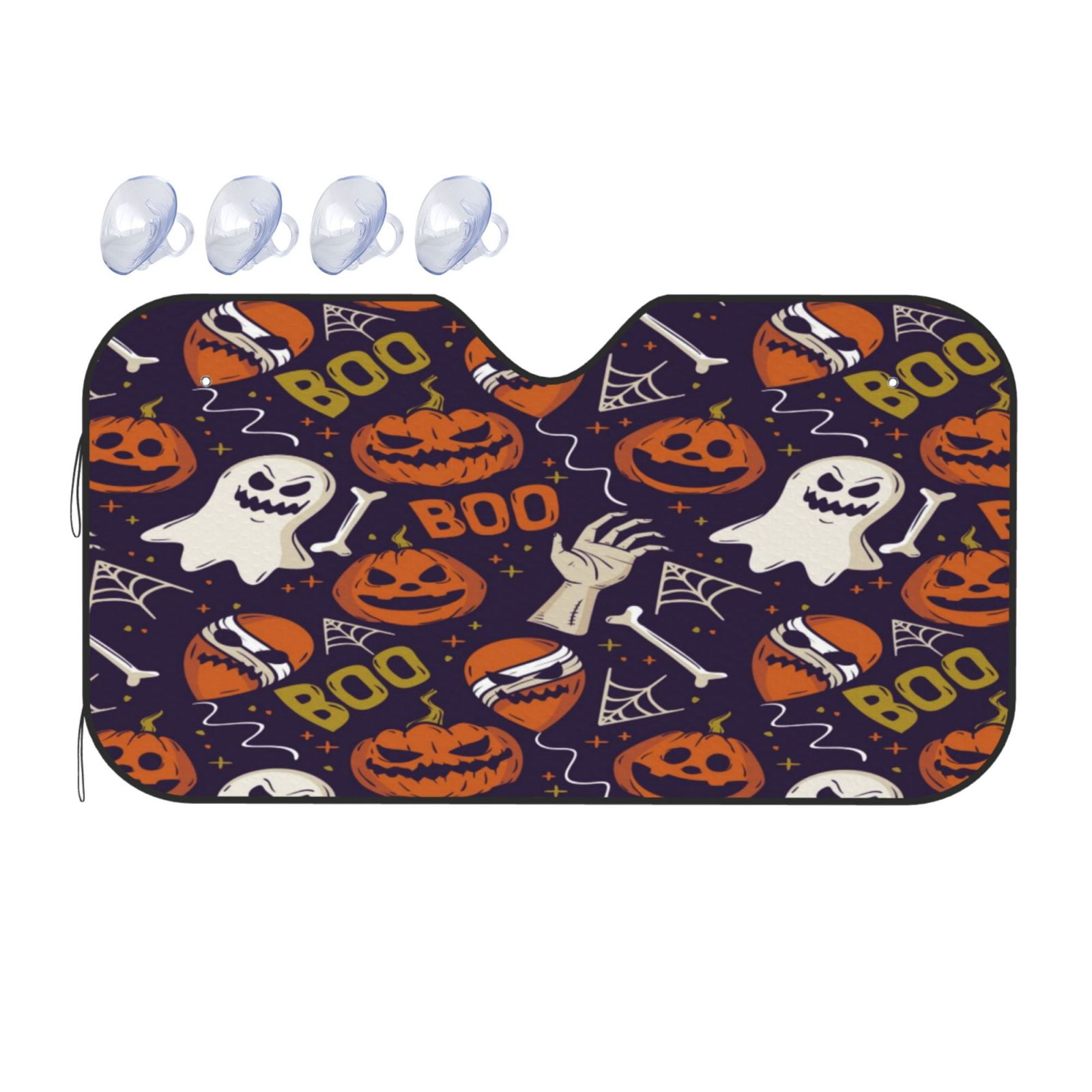 PUREYAH Foldable Front Windshield Sun Shade, Scary Spider Spooky Ghost ...