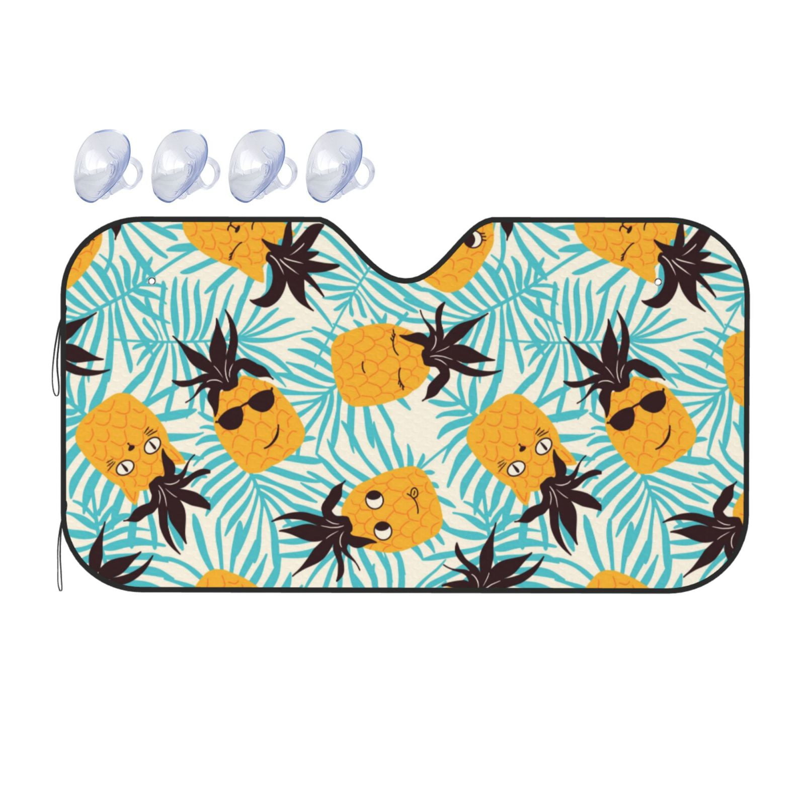 PUREYAH Foldable Front Windshield Sun Shade, Tropical Orange Pineapple ...