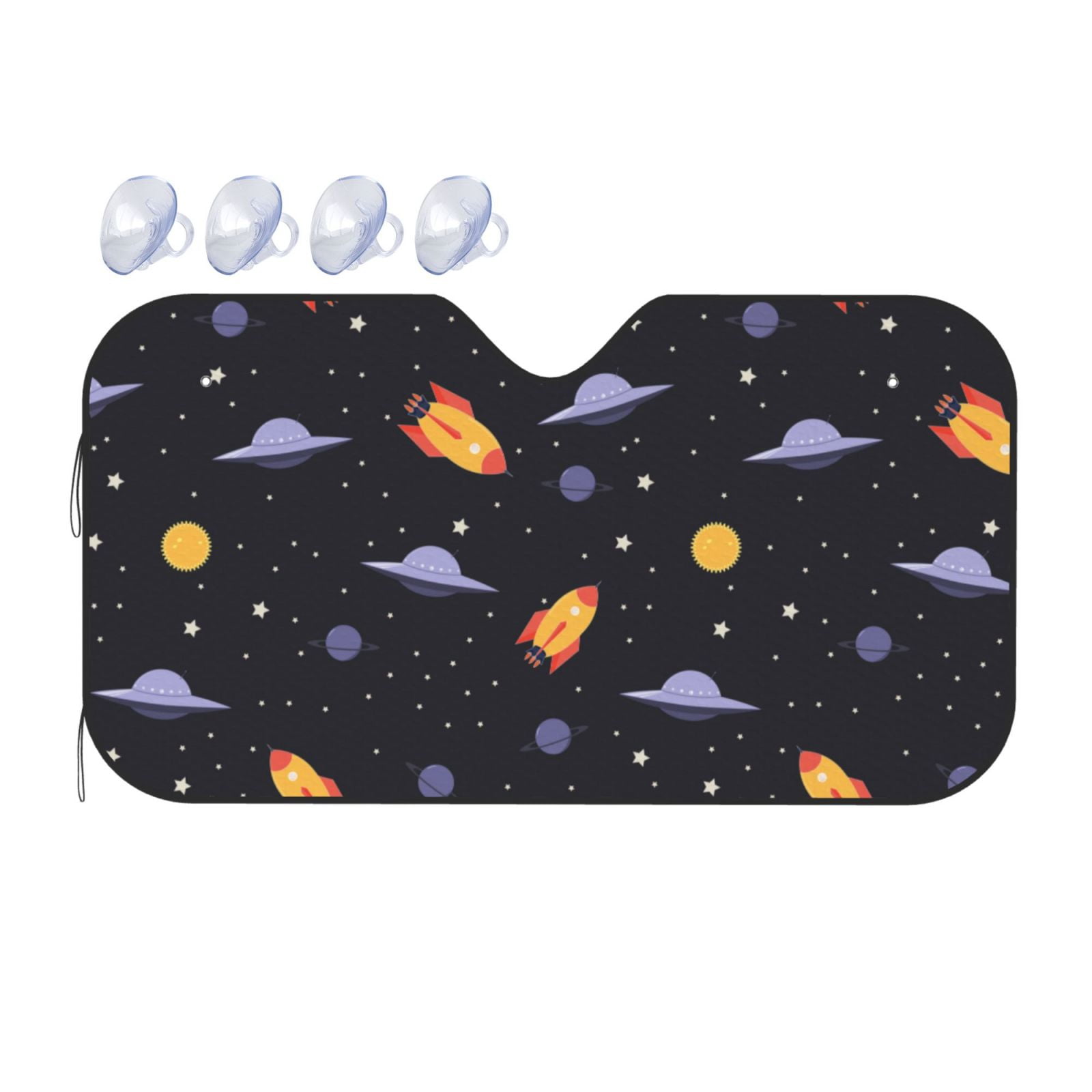 PUREYAH Foldable Front Windshield Sun Shade, UFO Rockets Spaceships ...