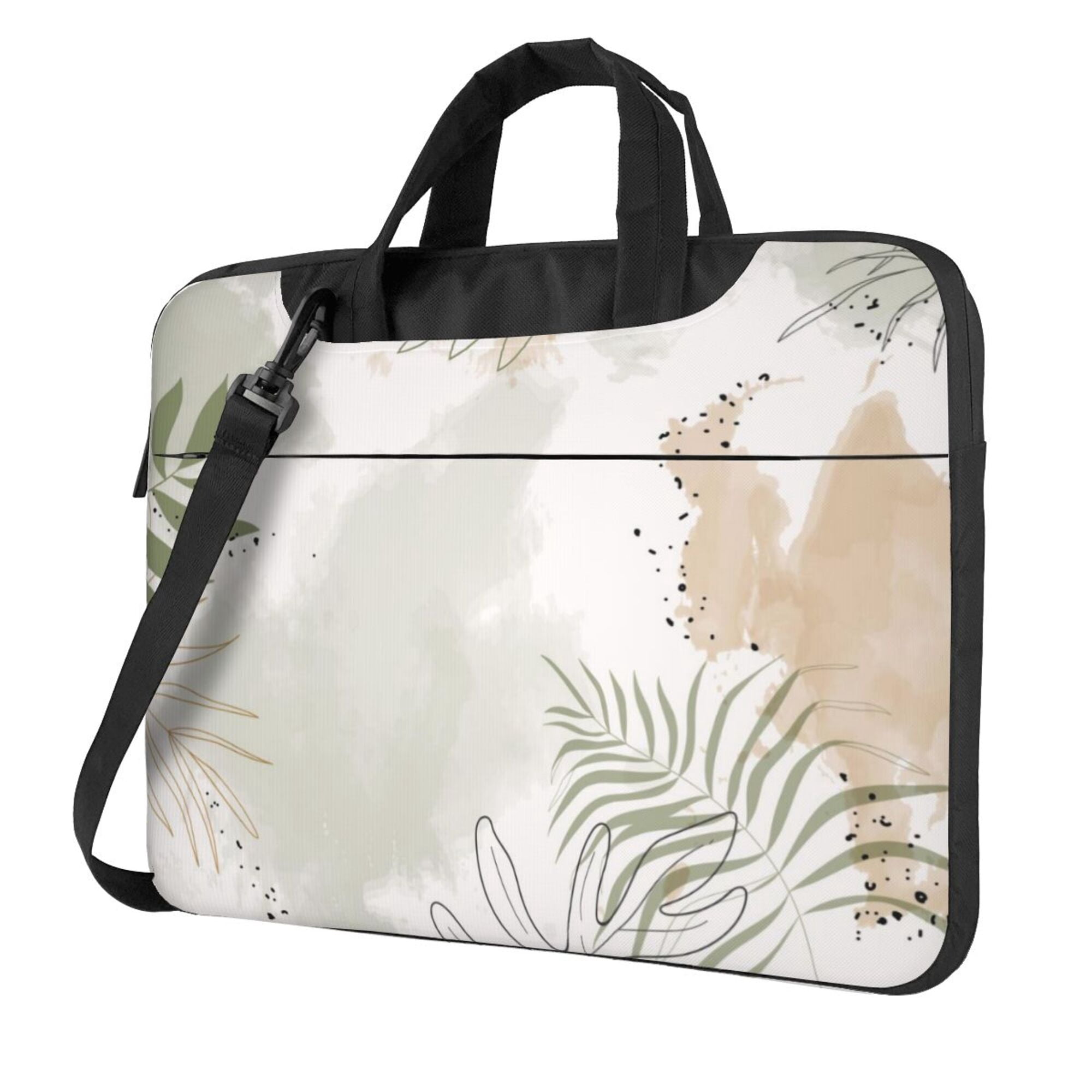 PUREYAH Laptop Case Bag with Compartments for Women, Beige Leafy ...