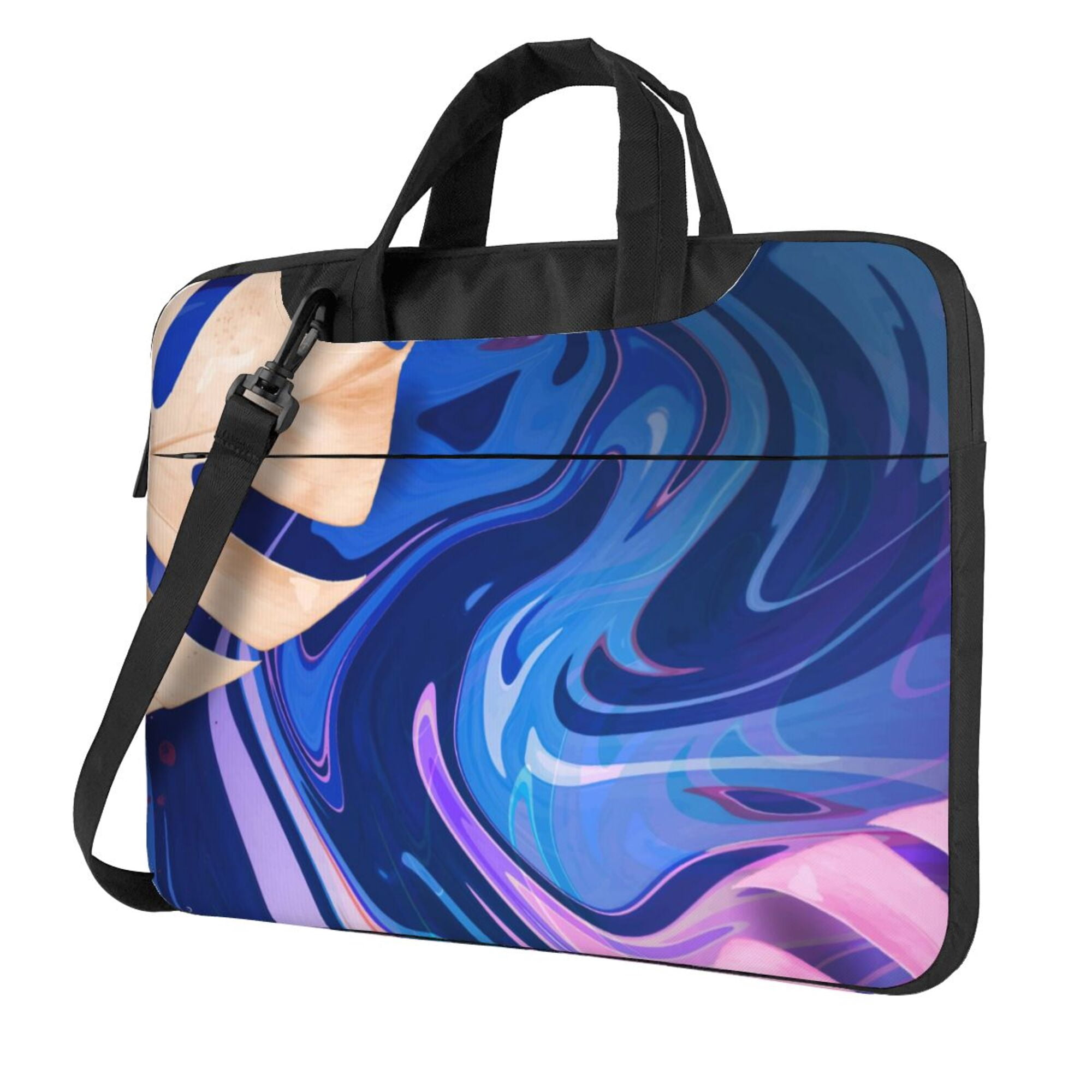 PUREYAH Laptop Case Bag with Compartments for Women, Blue Fluid Art ...