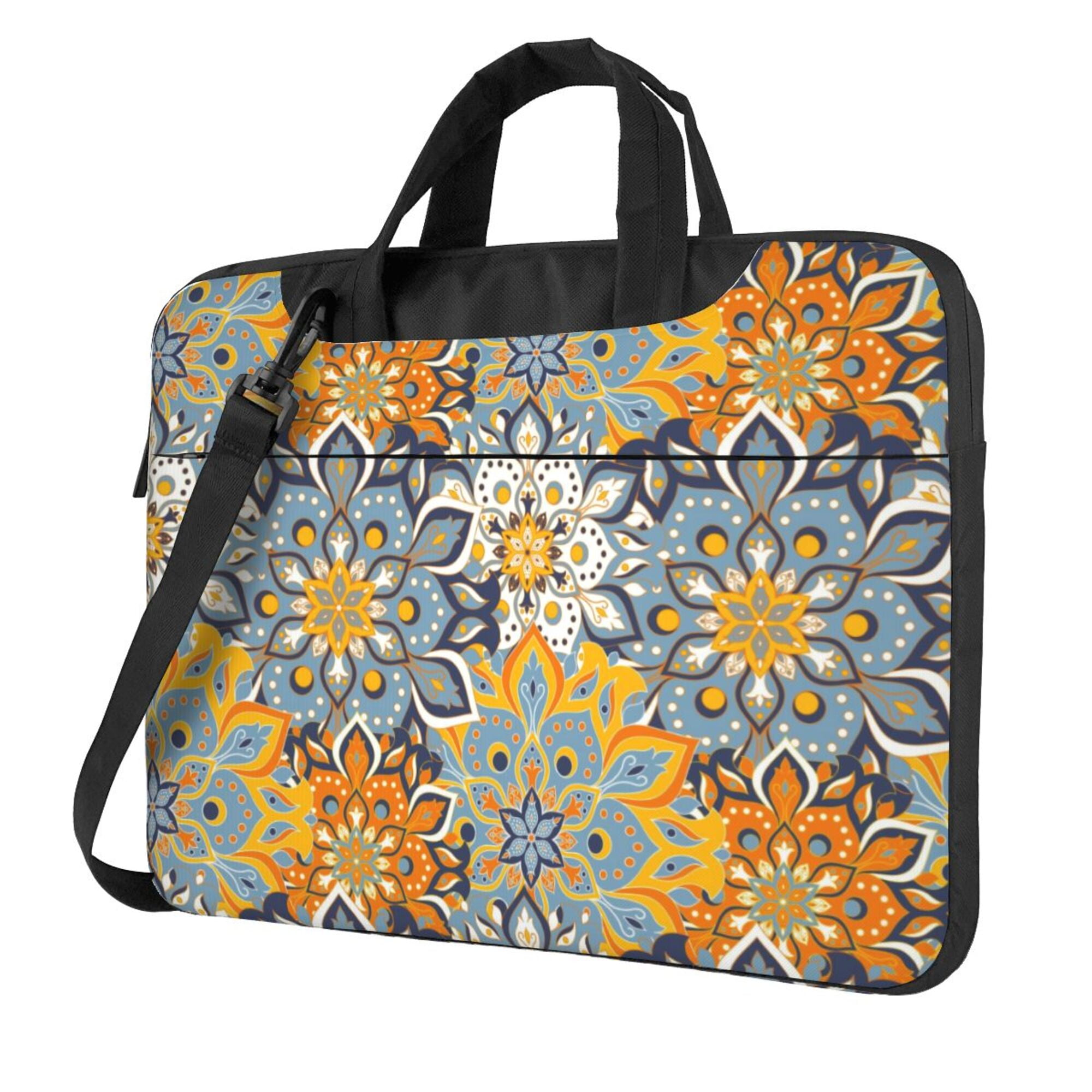 PUREYAH Laptop Case Bag with Compartments for Women, Boho Indian Floral ...