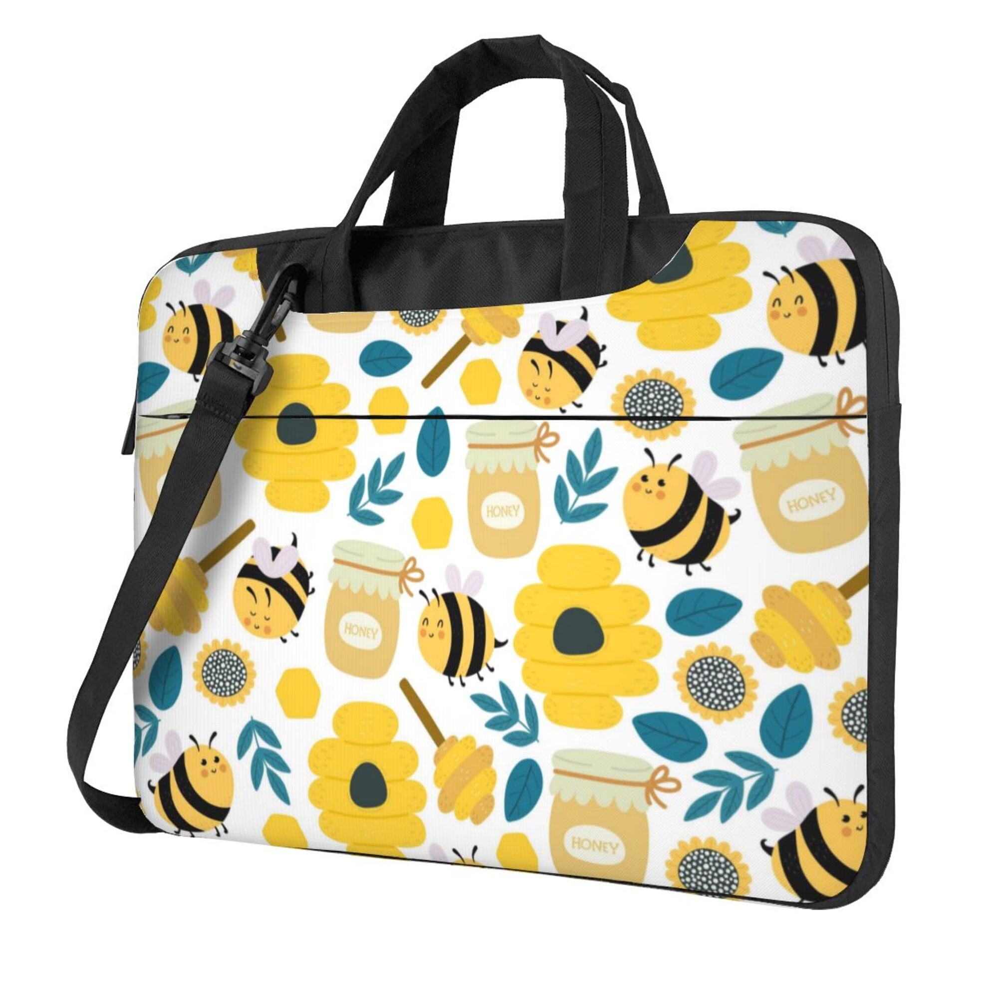 PUREYAH Laptop Case Bag with Compartments for Women, Cartoon Bees Honey ...