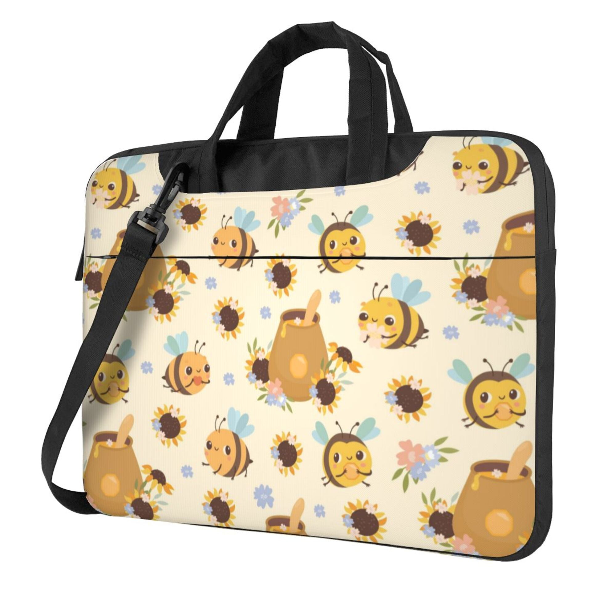 PUREYAH Laptop Case Bag with Compartments for Women, Cartoon Honey Bees ...