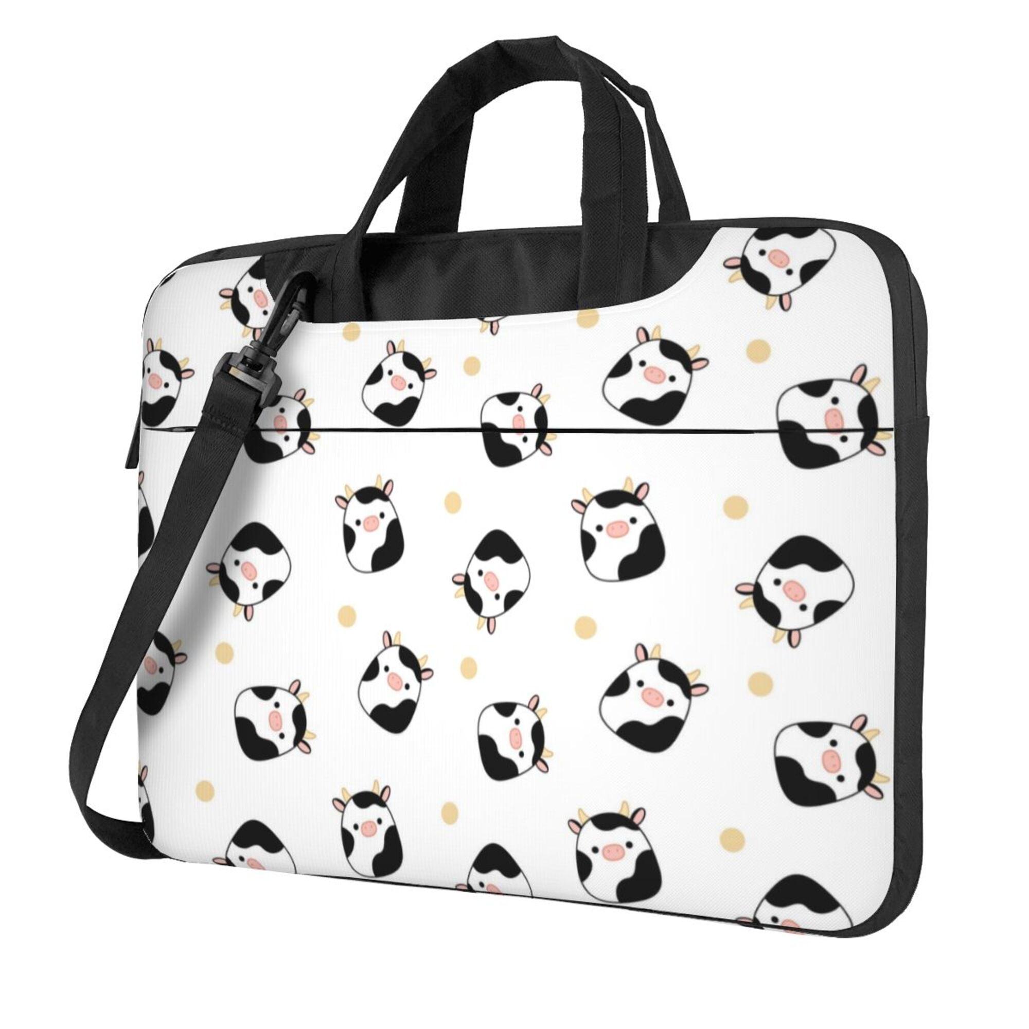PUREYAH Laptop Case Bag with Compartments for Women, Cows Kawaii Dots ...