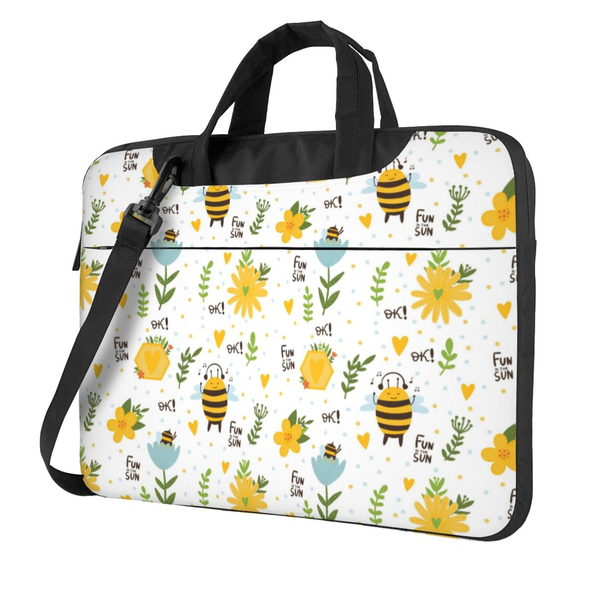 PUREYAH Laptop Case Bag with Compartments for Women, Cute Bees Rainbow ...