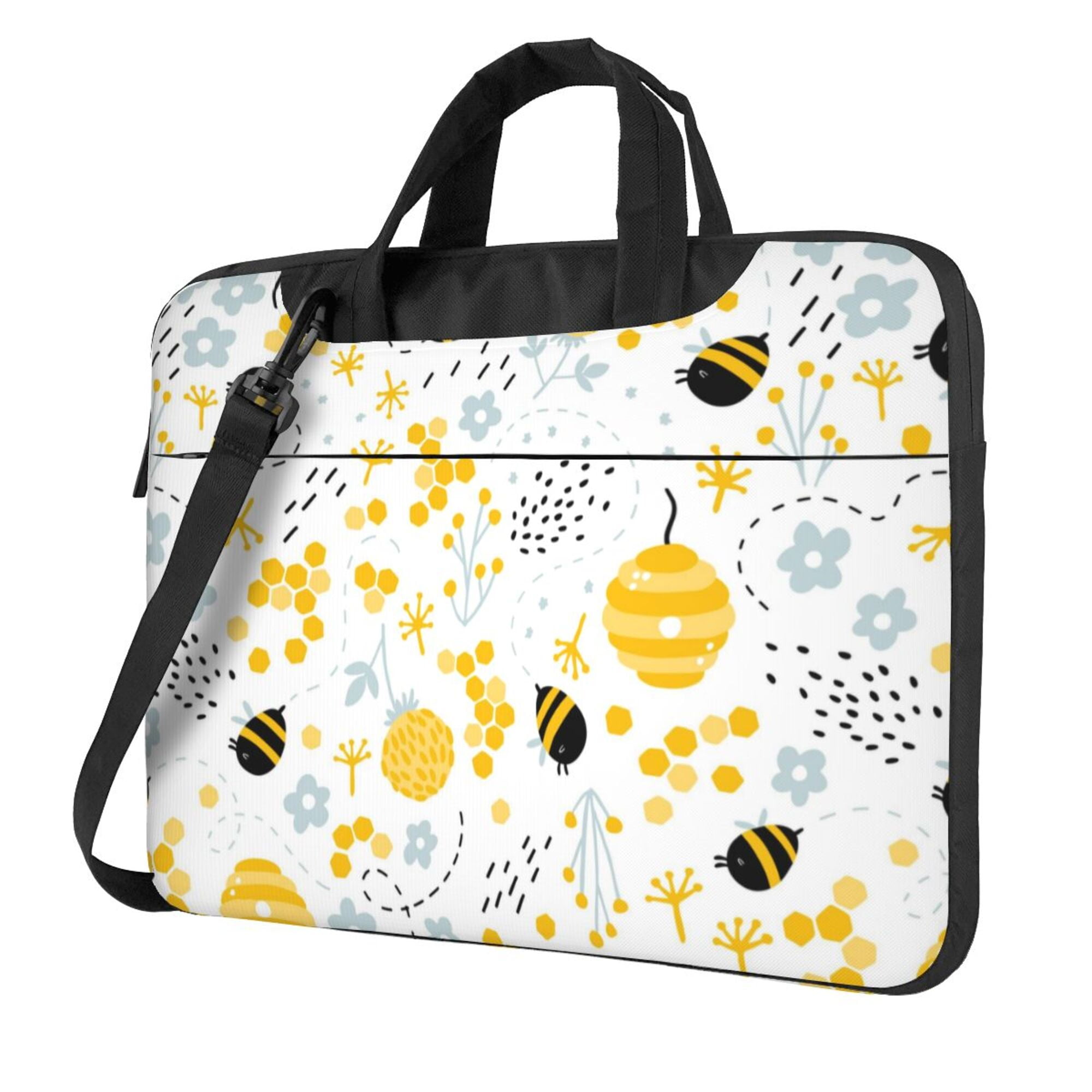 PUREYAH Laptop Case Bag with Compartments for Women, Funny Bees ...