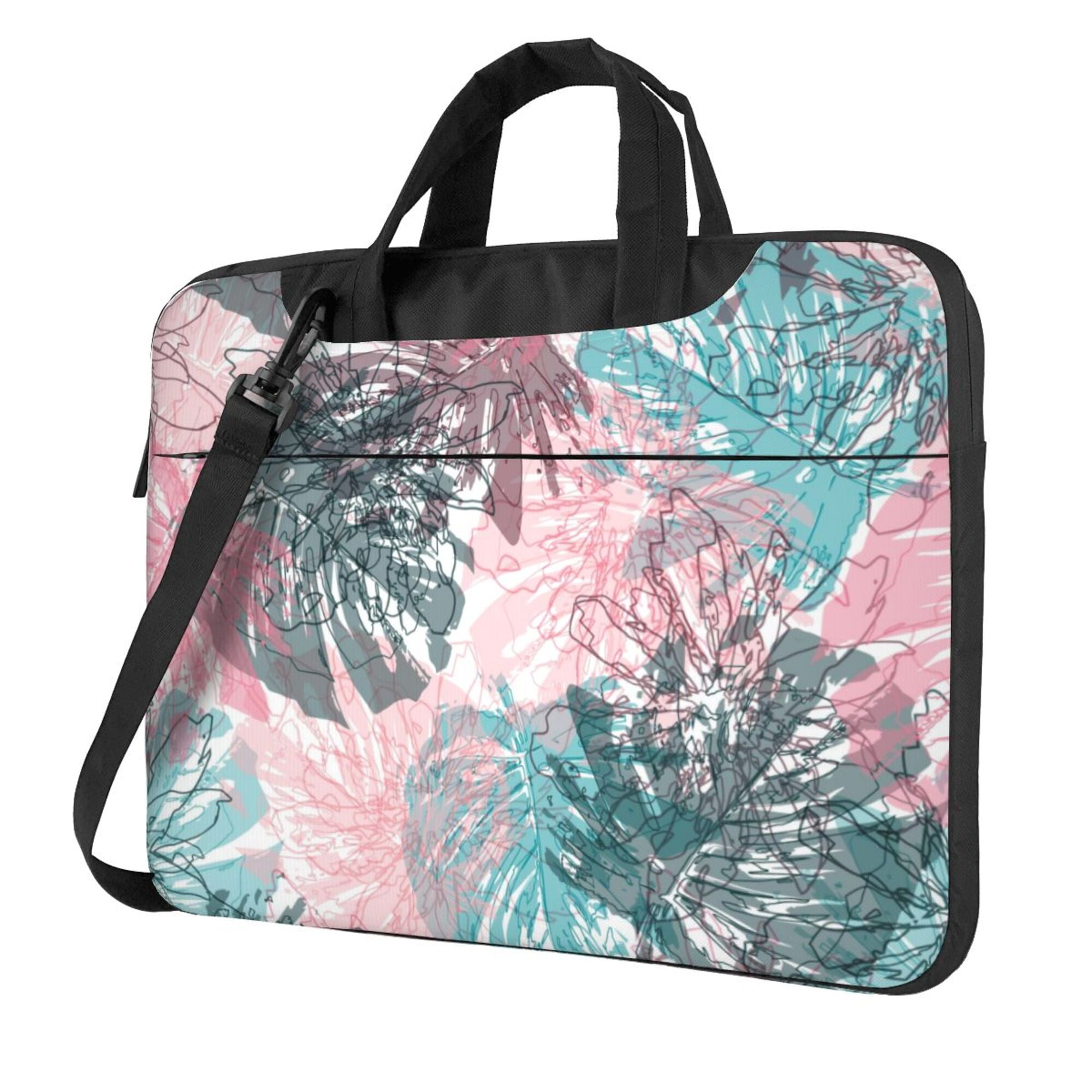 PUREYAH Laptop Case Bag with Compartments for Women, Jungle Leaves Art ...